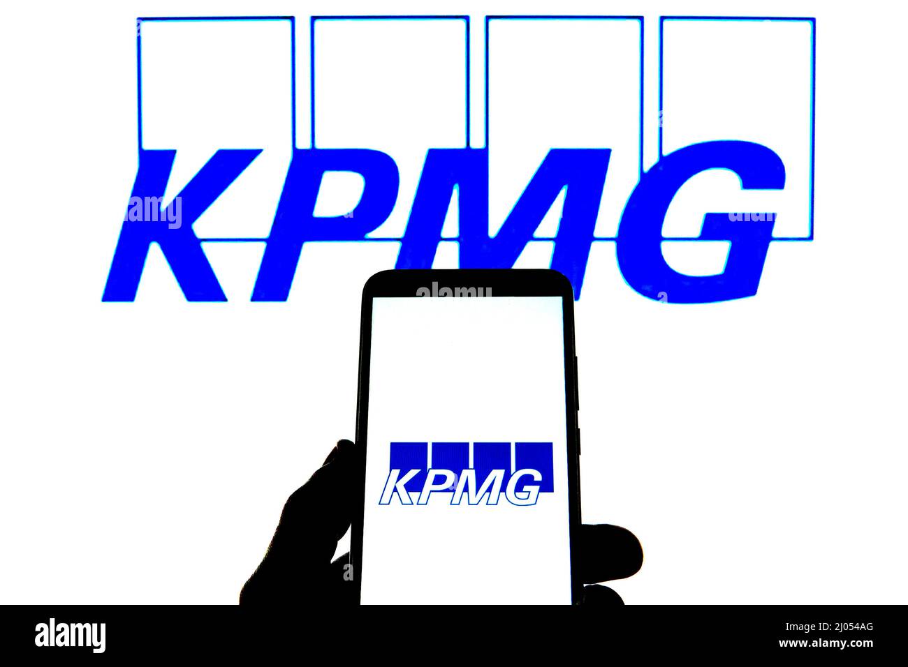 In this photo illustration a KPMG International Limited logo seen ...