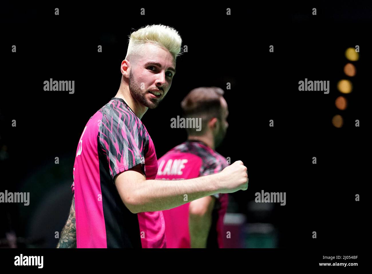 England's Ben Lane and Sean Vendy (left) in action against Malaysia's ...