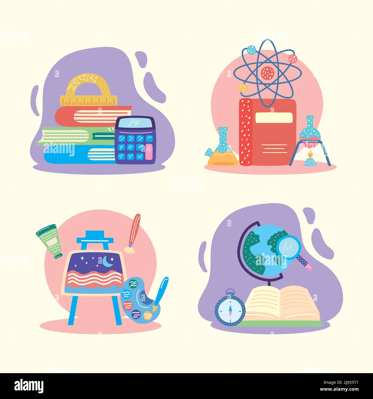 four school subject set icons Stock Vector Image & Art - Alamy