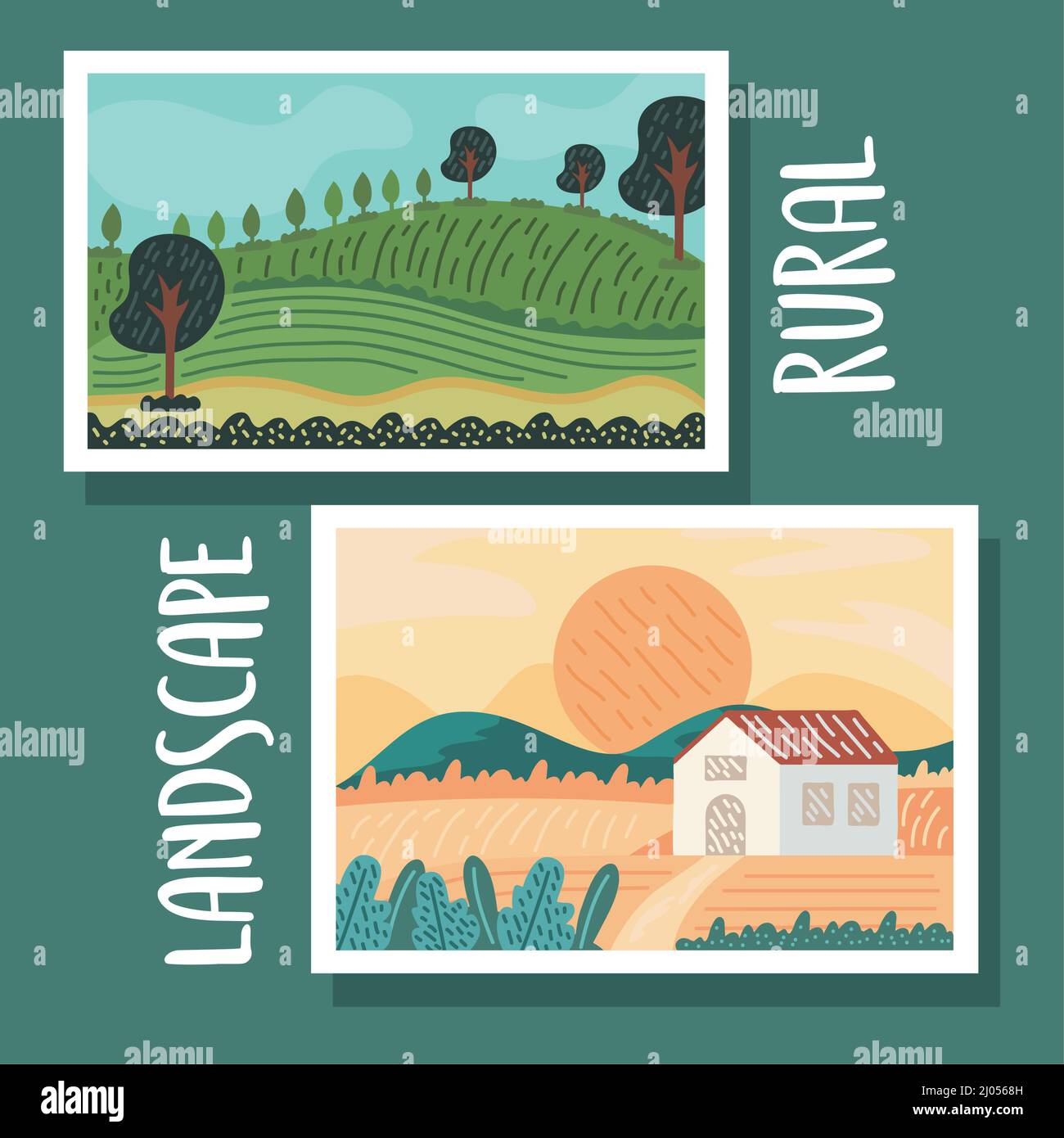 two rural landscapes photo scenes Stock Vector Image & Art - Alamy