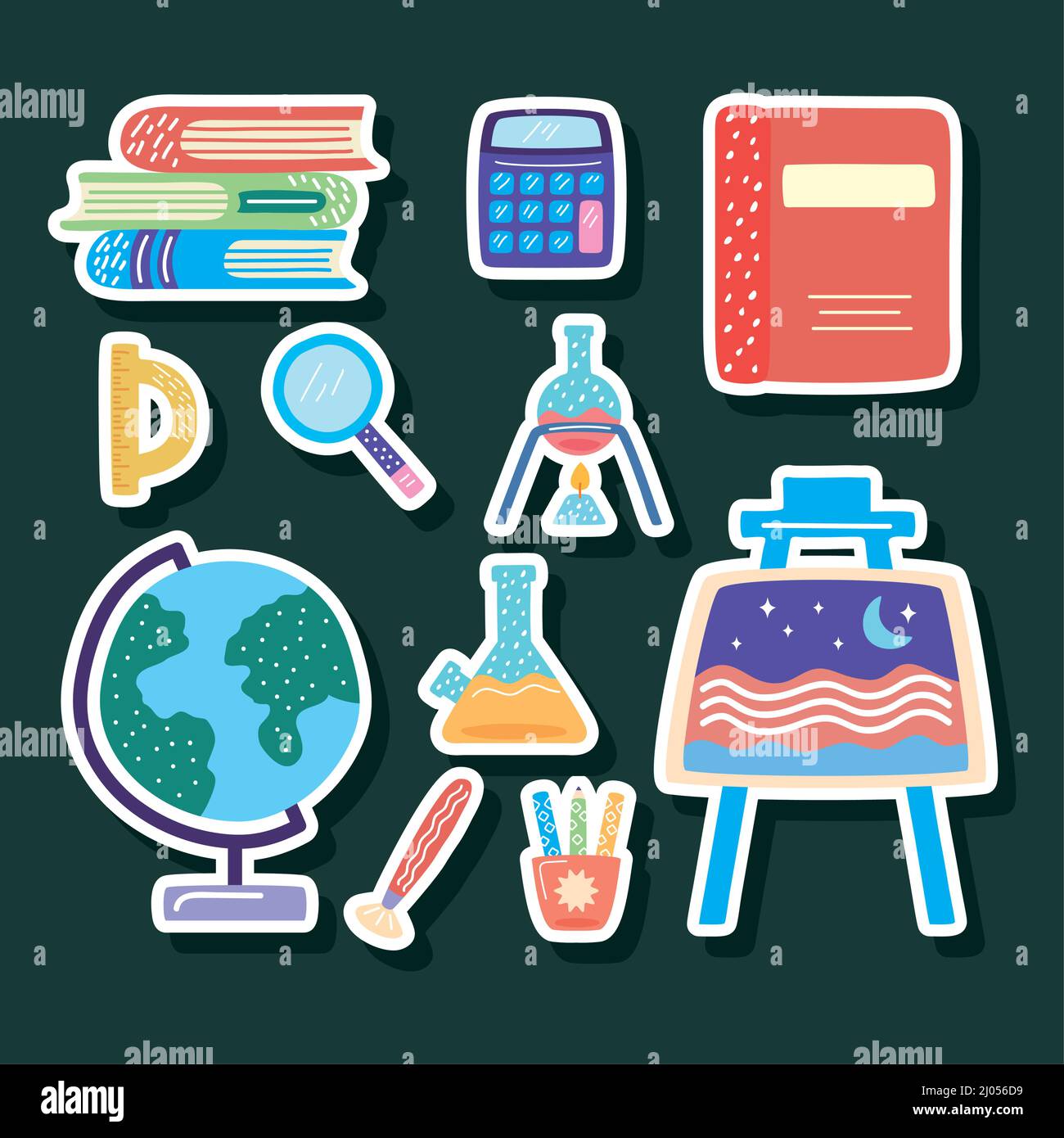eleven school subject set icons Stock Vector Image & Art - Alamy