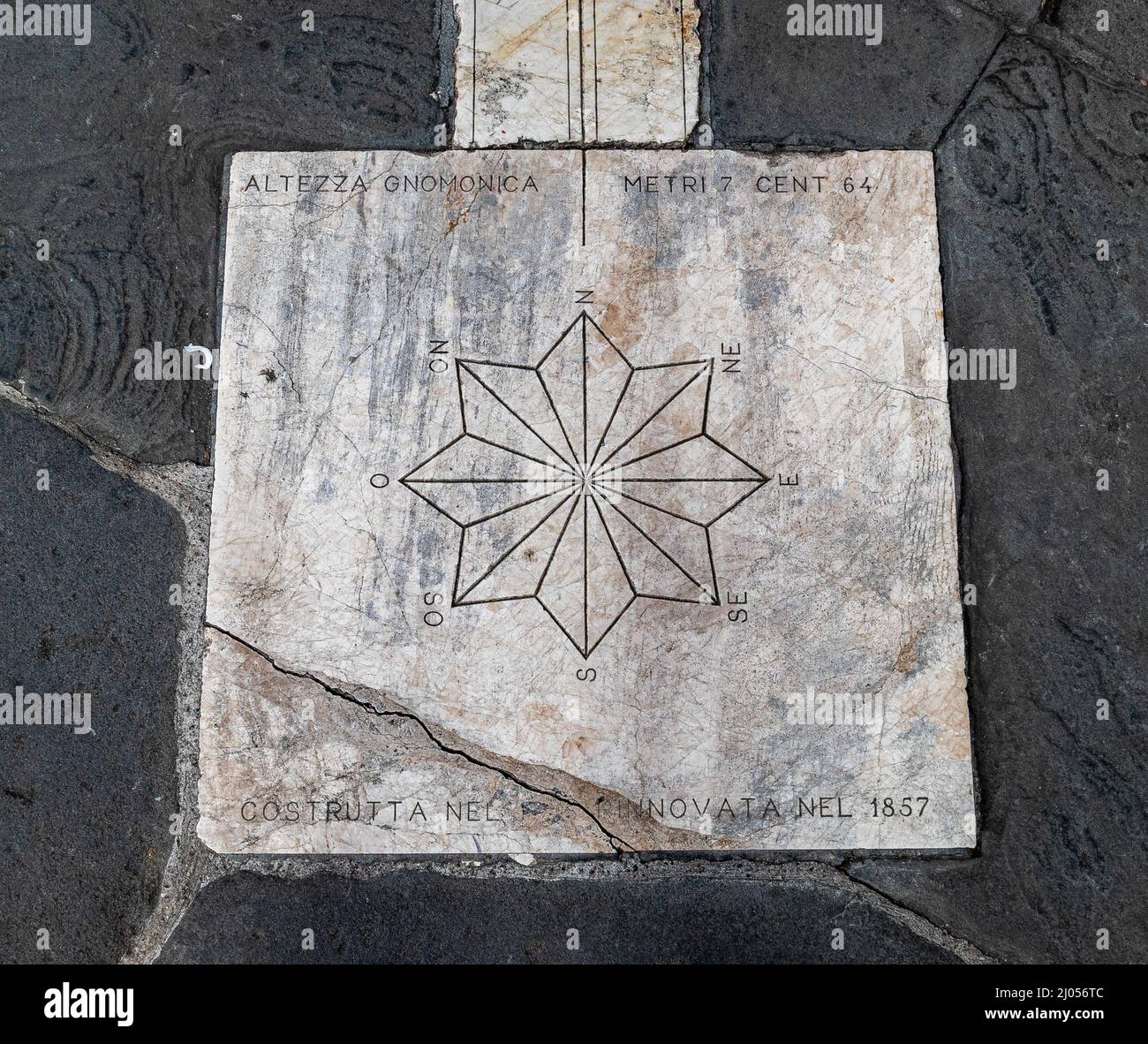 Top view of the sundial in the old square in upper Bergamo Stock Photo ...