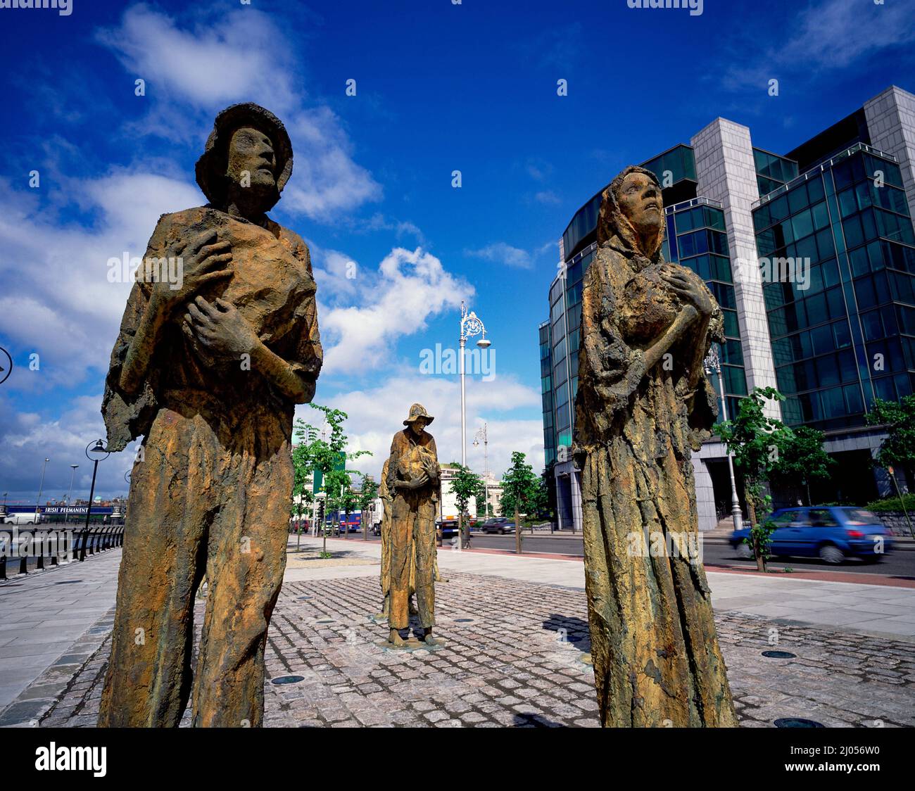 The Famine statues at the Quays in the Financial District of Dublin ...