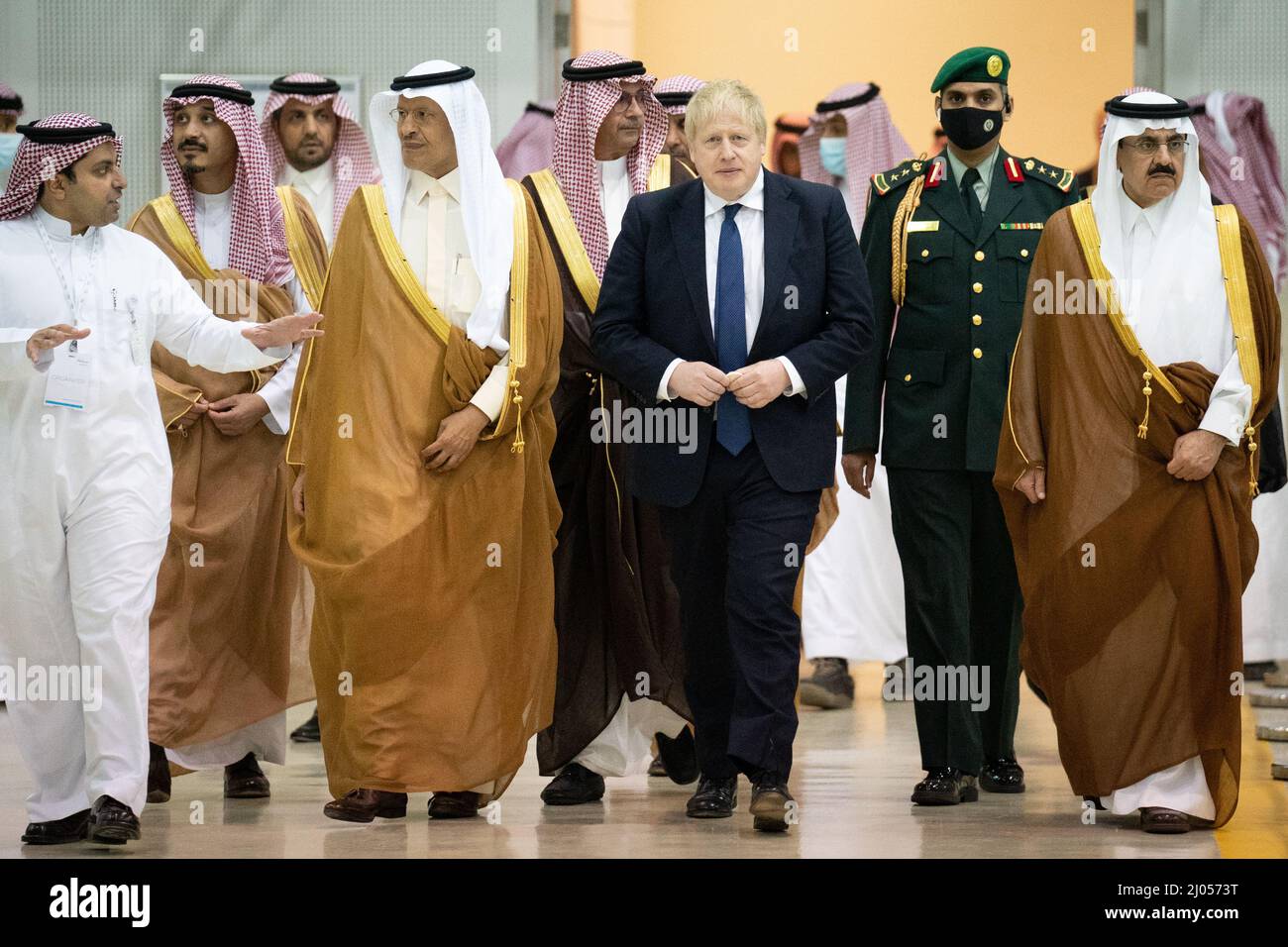 Prime Minister Boris Johnson during a tour of the manufacturing ...