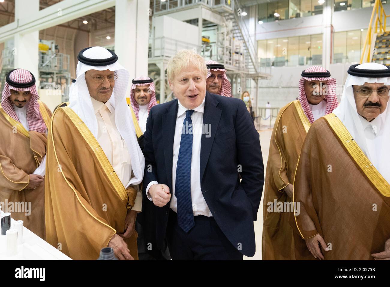 Prime Minister Boris Johnson during a tour of the manufacturing ...