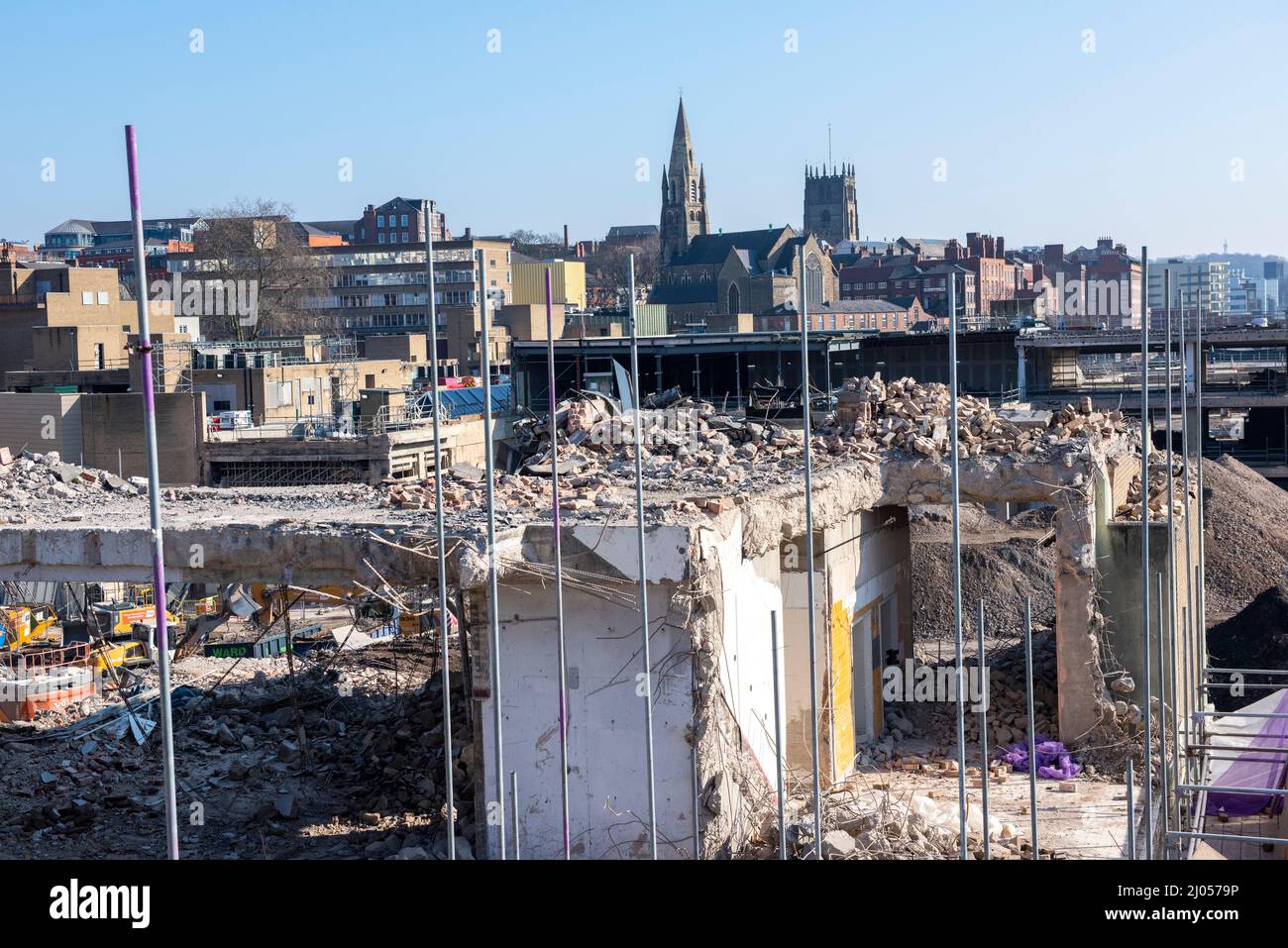 Demolition of the old Broadmarsh Shopping Centre in Nottingham City ...