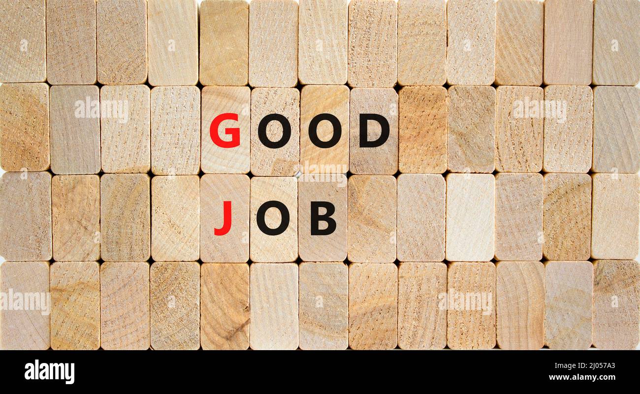 GJ good job abbreviation symbol. Concept words GJ good job on wooden ...