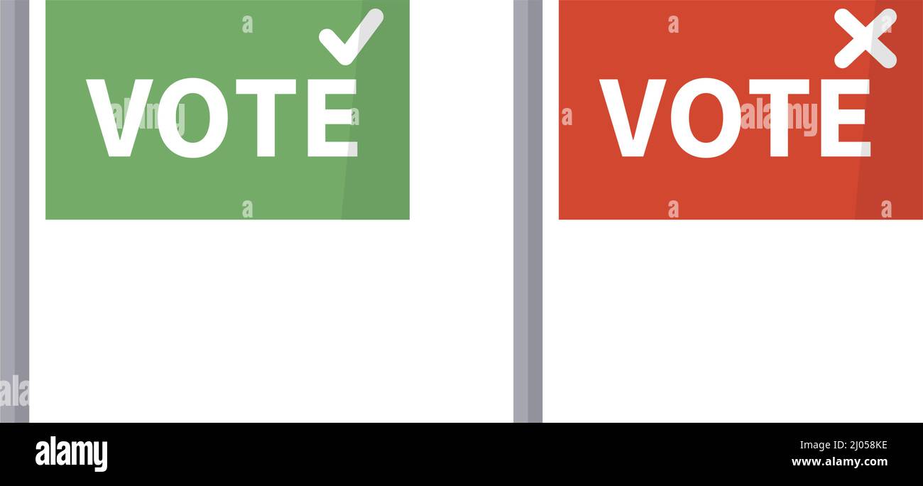 Vote flags. Flags with check marks and cross marks. Editable vector ...