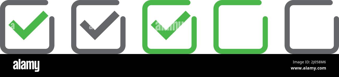 A set of checkbox and blank box icons. Surveys and tests. Editable ...
