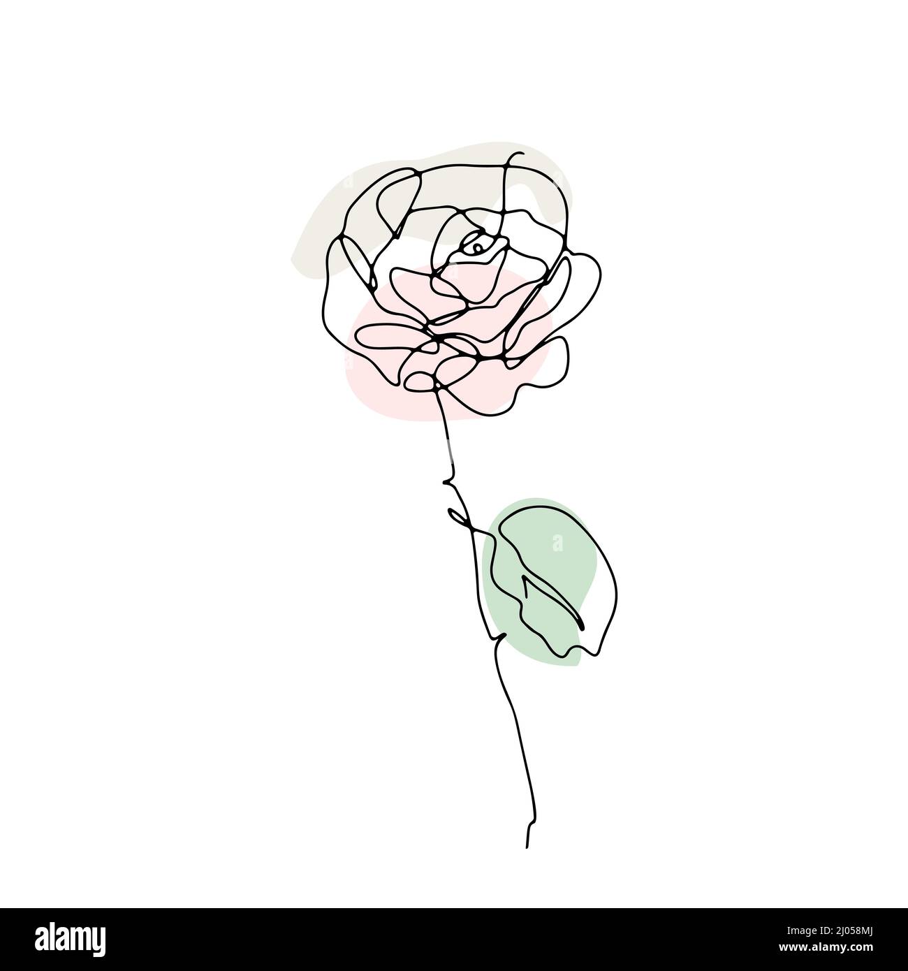 One line drawing rose. Hand drawn single line flower with neutral ...