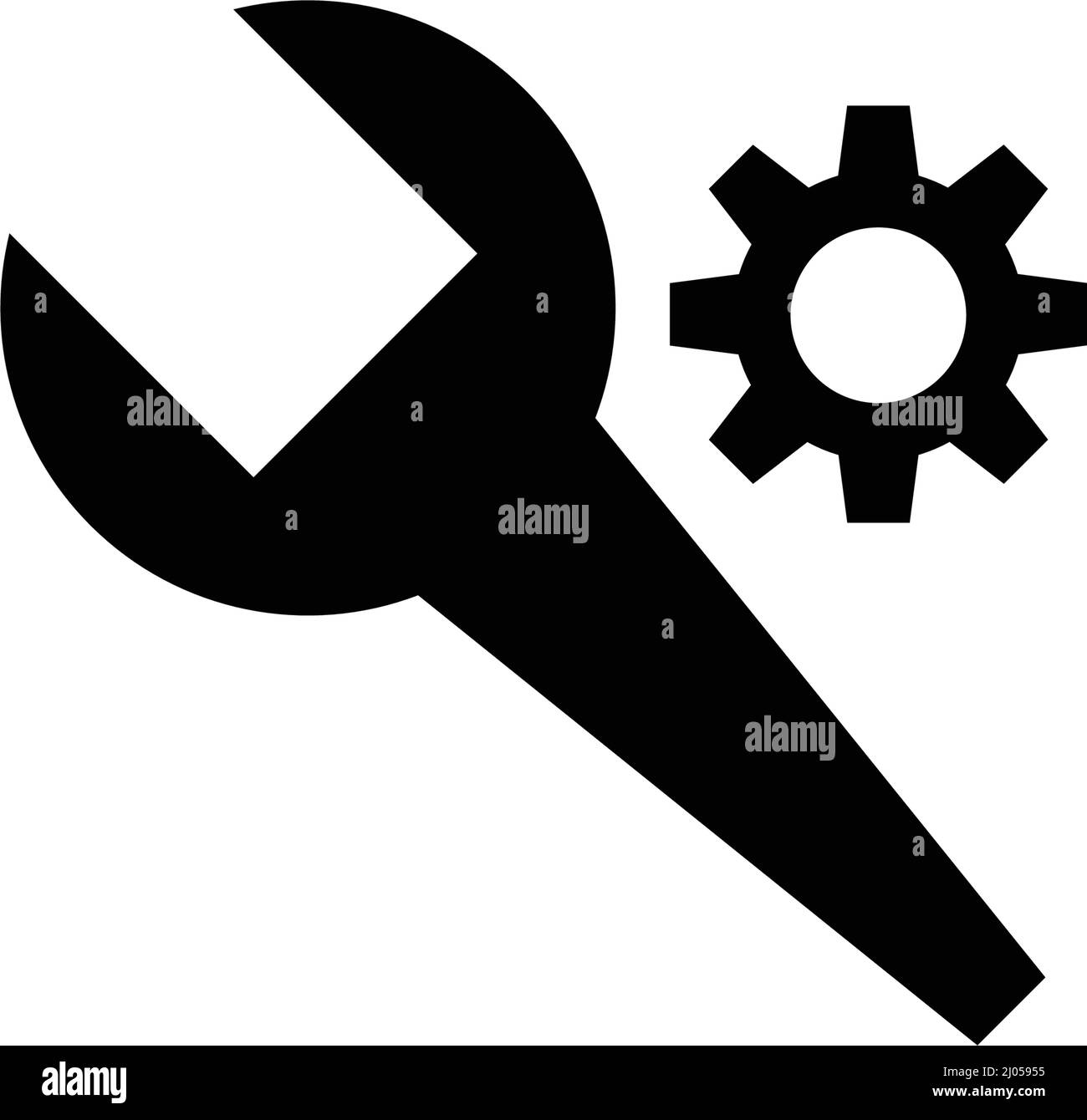 Gears with wrenches. Setup and construction. Editable vector Stock ...