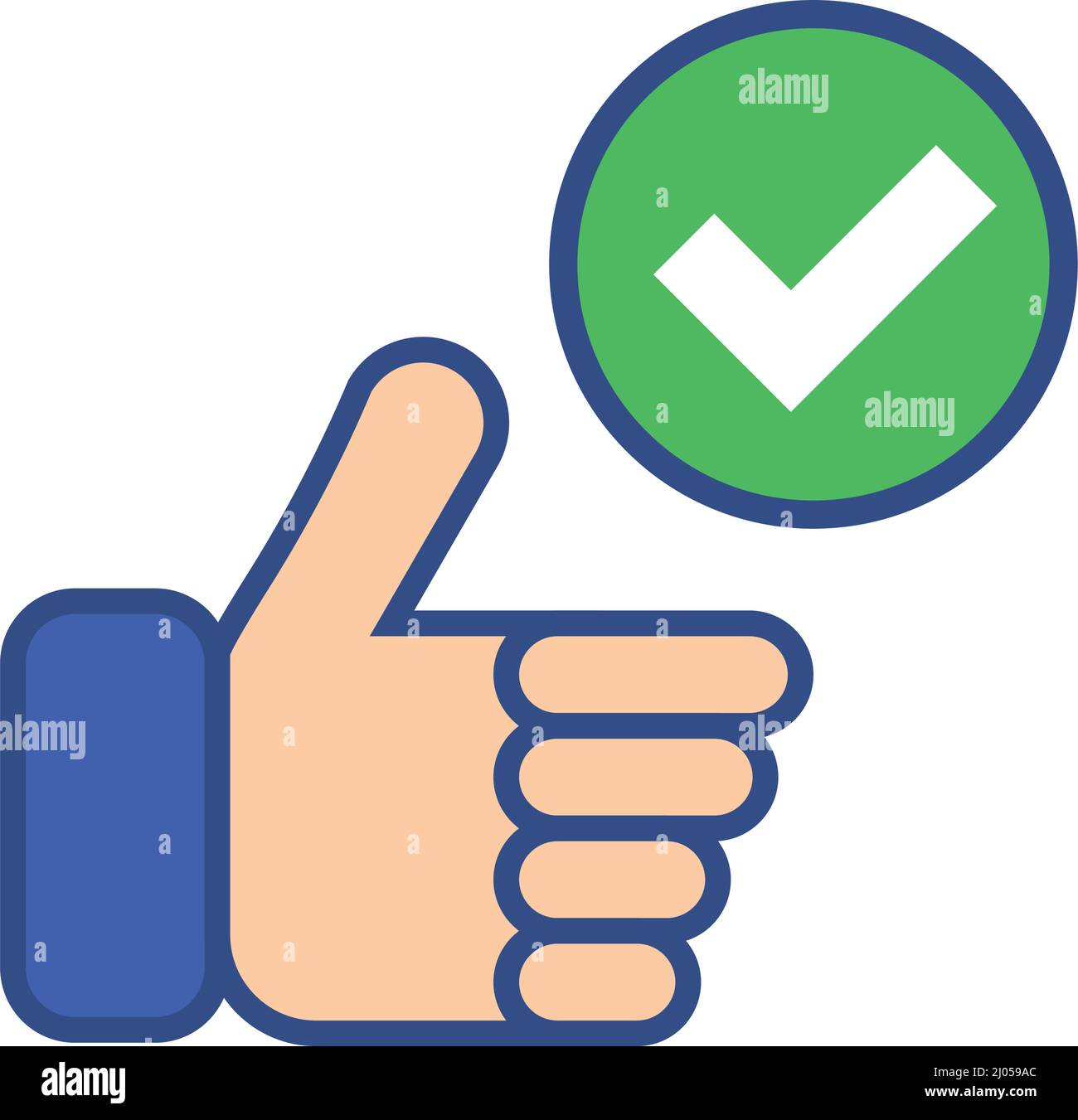 Thumbs up and check mark icon set. Good sign. Editable vectors Stock ...