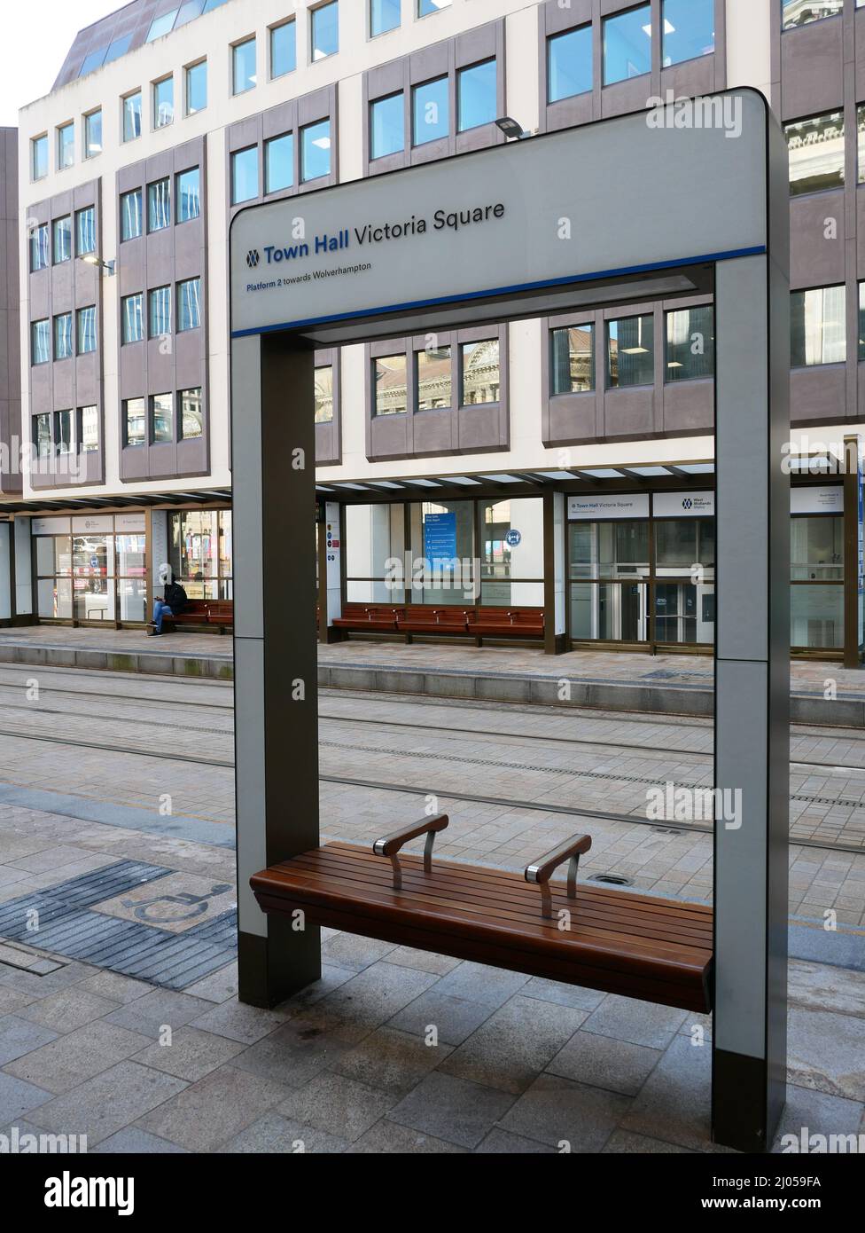 Town Hall Victoria Square tram stop in Birmingham city centre on the ...