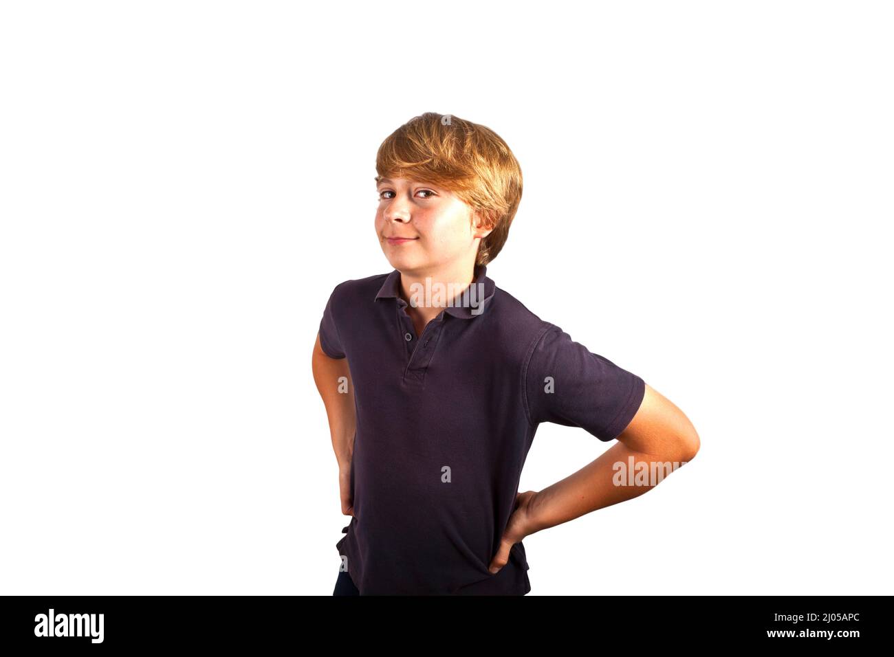 smart little boy smiling on white background Stock Photo - Alamy