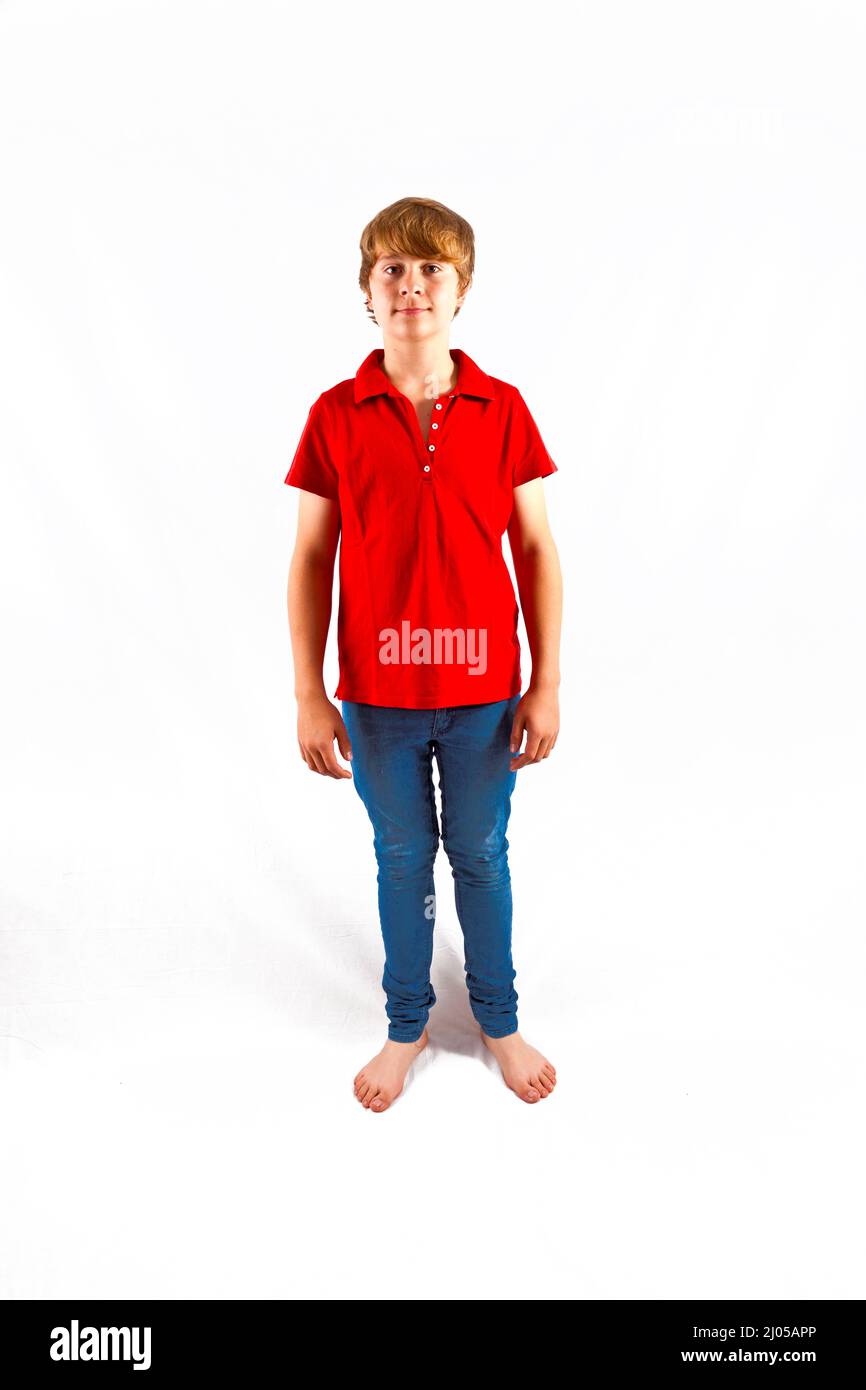 portrait of smiling standing boy in studio Stock Photo - Alamy