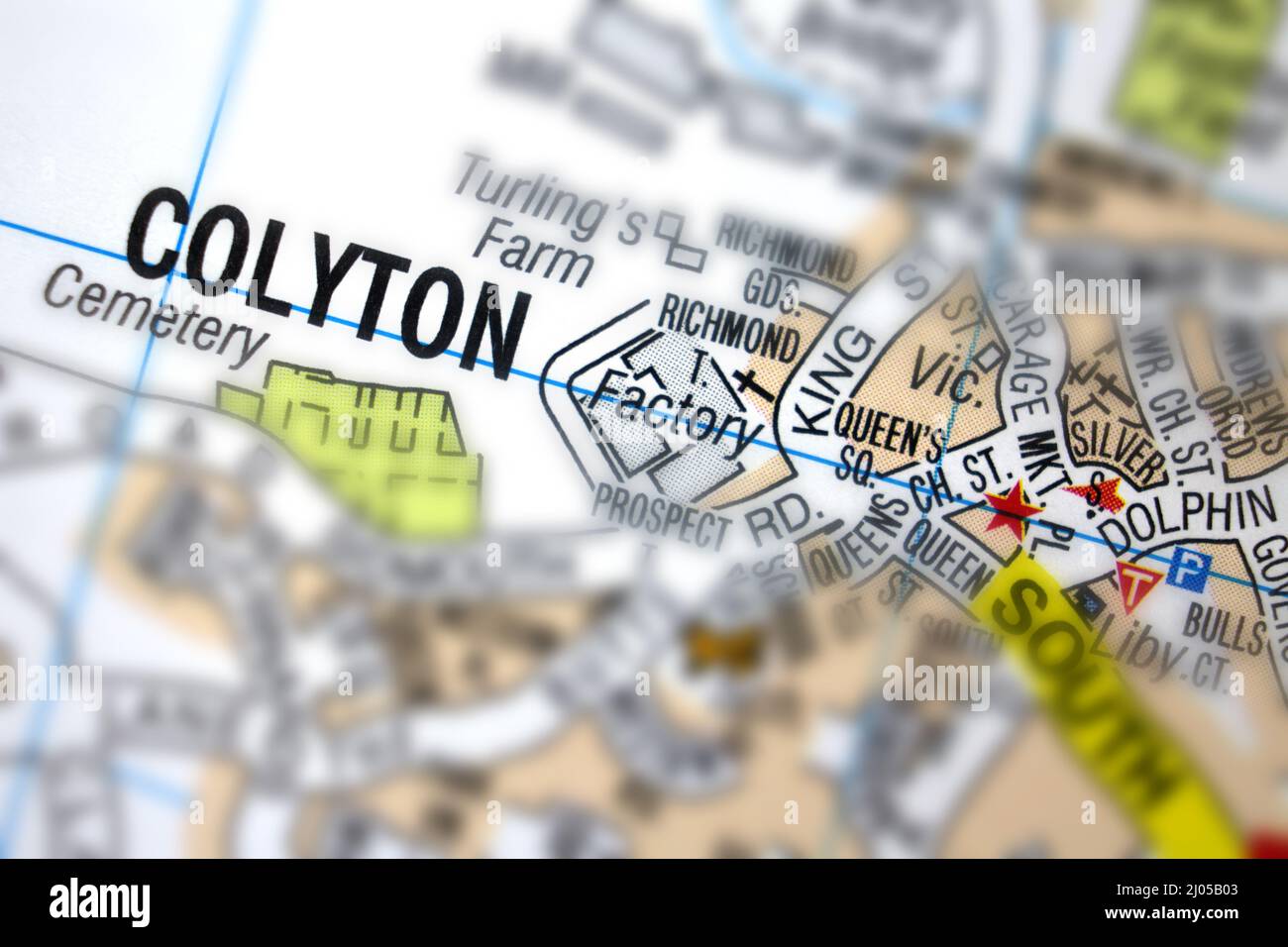 Colyton village - Devon, United Kingdom colour atlas map town plan and ...