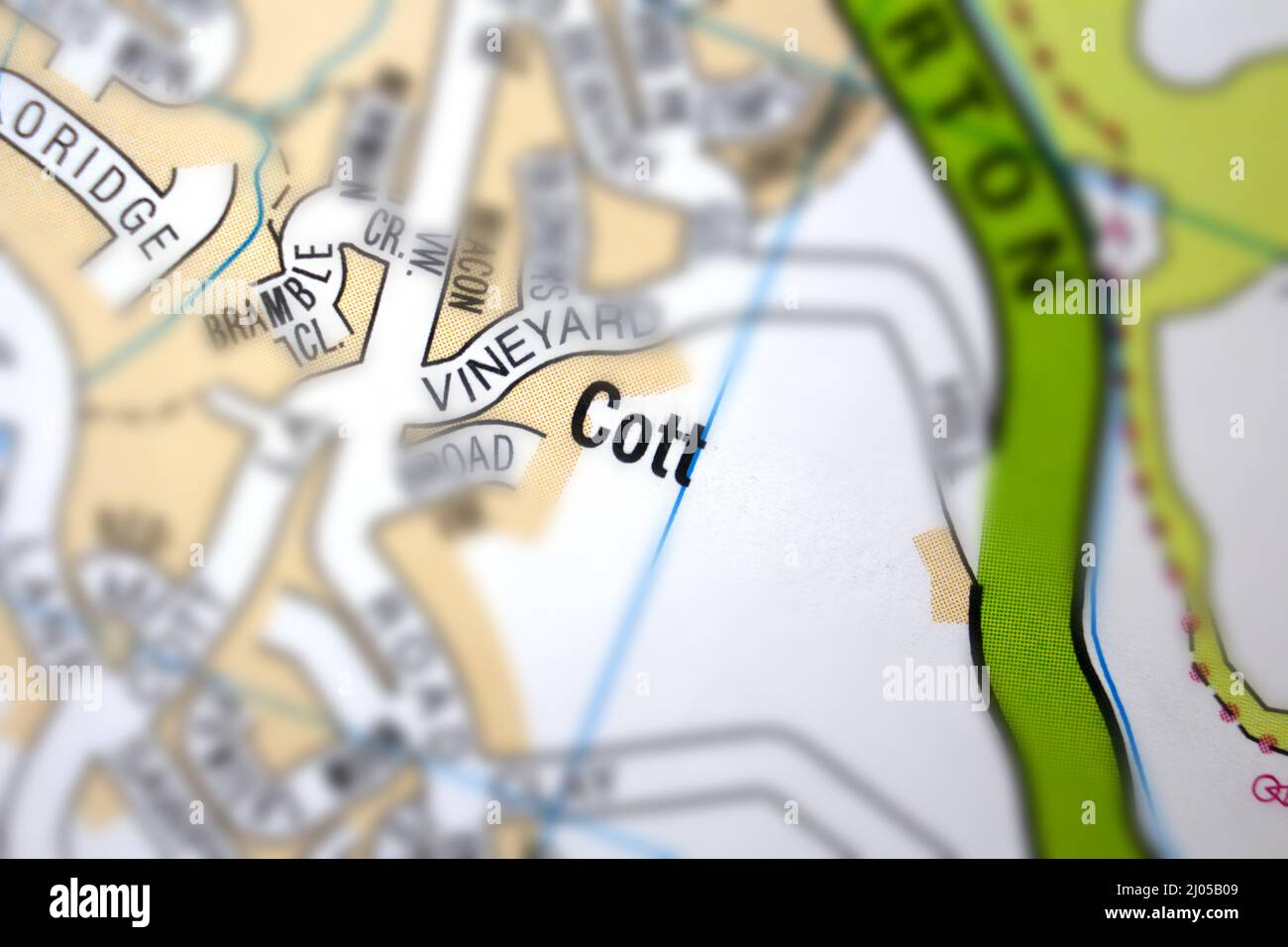 Cott village - Devon, United Kingdom colour atlas map town plan and ...