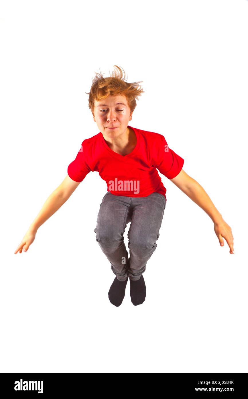 Beautiful happy boy jumping isolated hi-res stock photography and ...