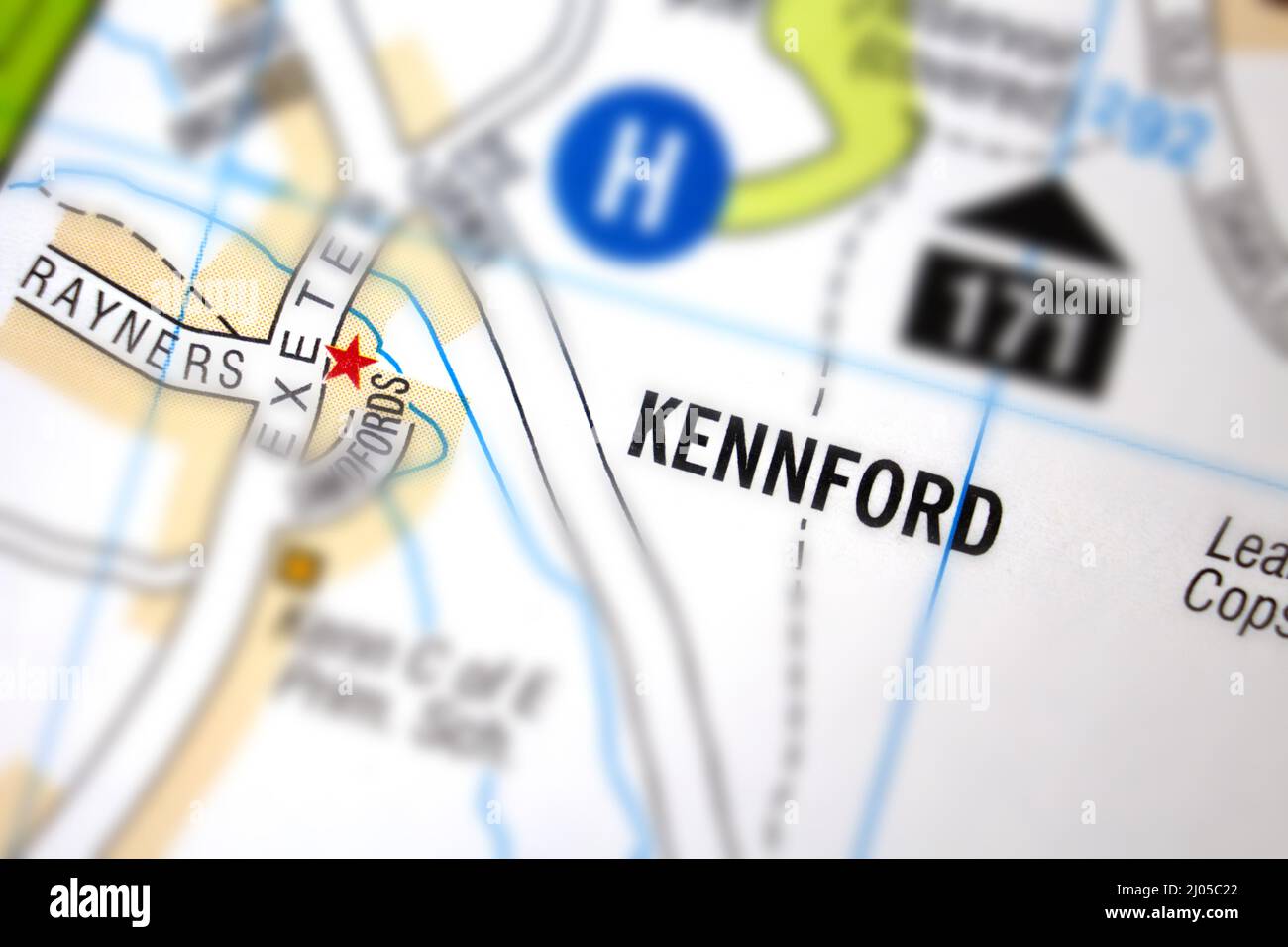Kennford village - Devon, United Kingdom colour atlas map town plan and ...