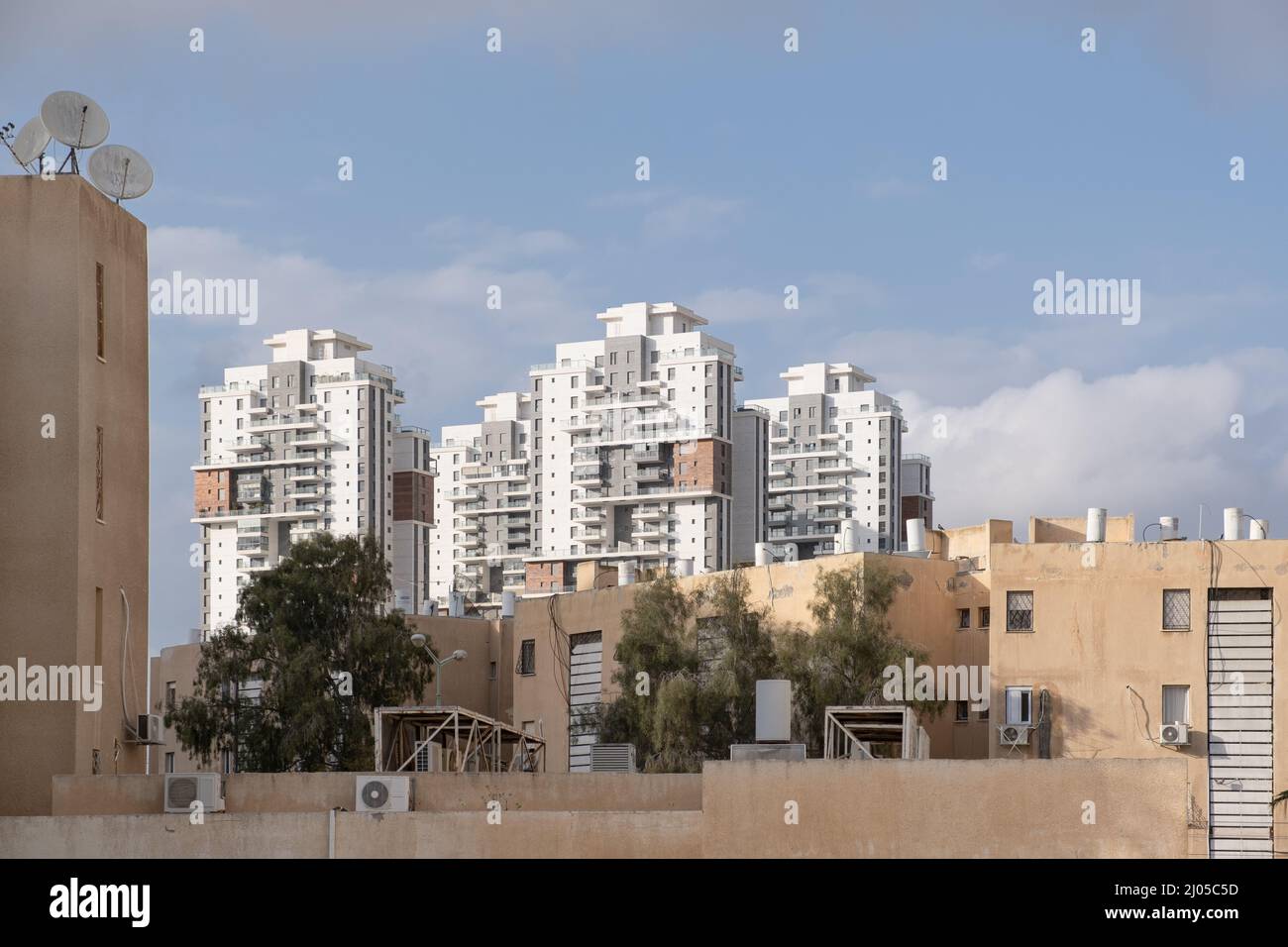 Contrast Architecture in Israel, modern towers skyscrapers and old ...