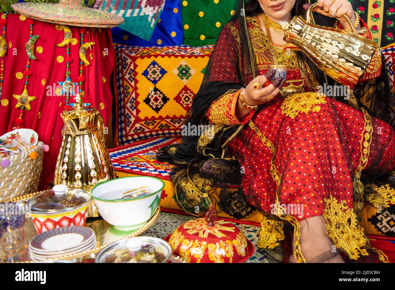 Islamic arts of blue Ramadan lantern as an Arabian Muslim celebration ...