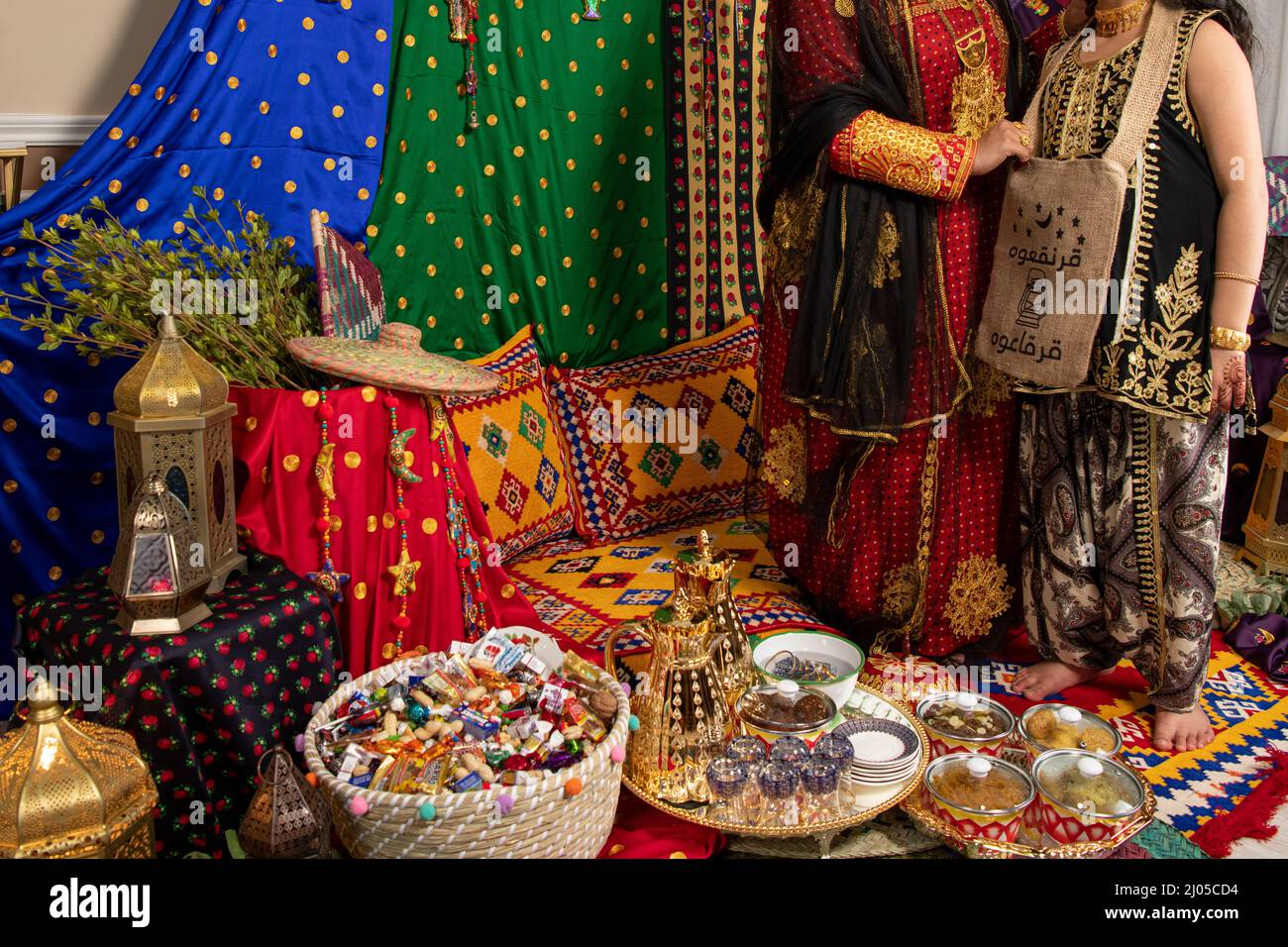 Islamic arts of blue Ramadan lantern as an Arabian Muslim celebration ...