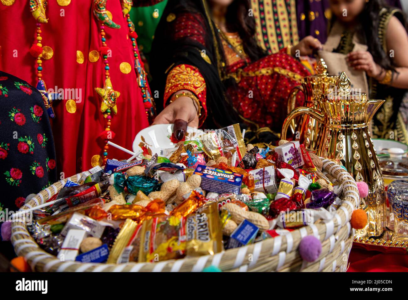 Islamic arts of blue Ramadan lantern as an Arabian Muslim celebration ...