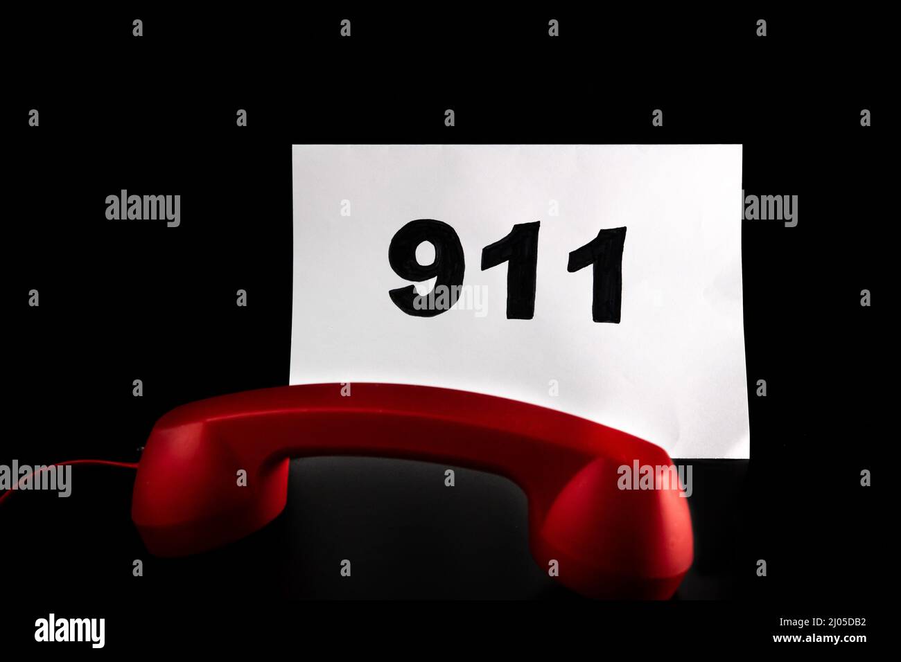 Call 911 and emergency call concept, text 911 on paper and phone ...