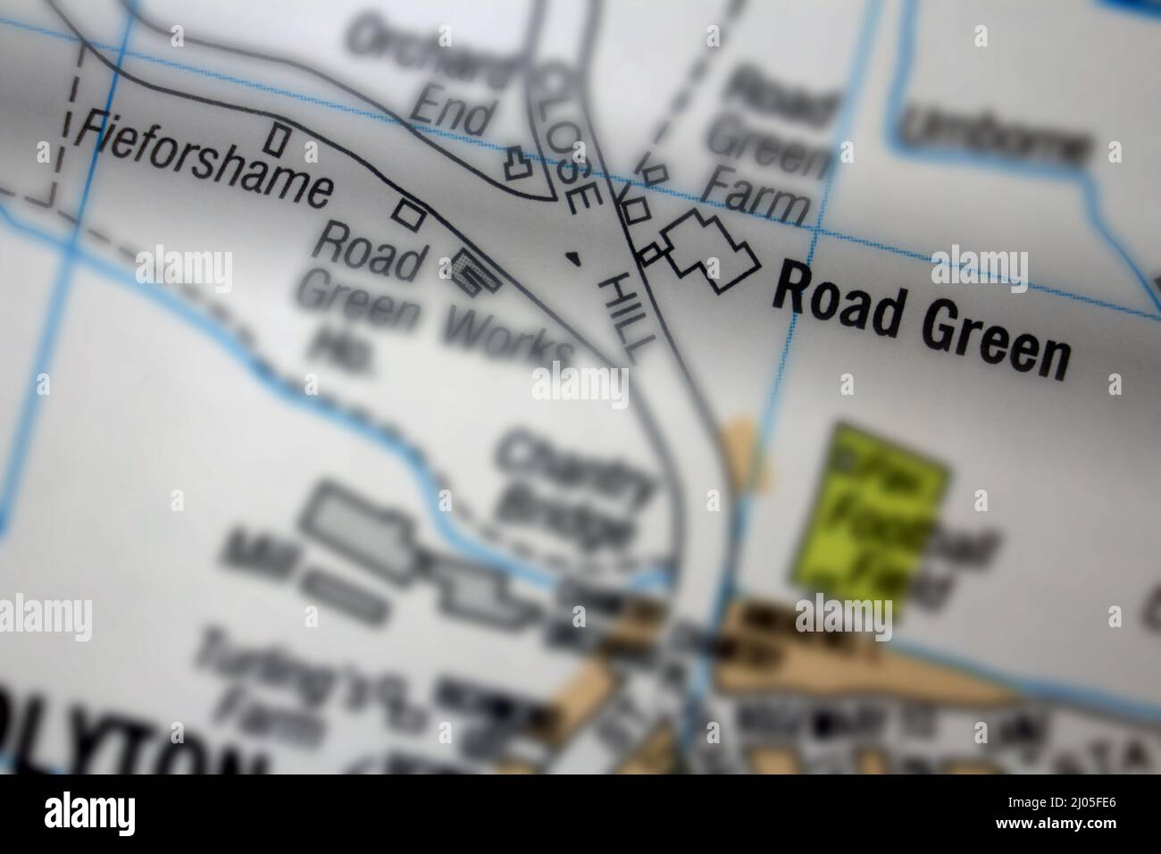 Road Green village - Devon, United Kingdom colour atlas map town plan ...