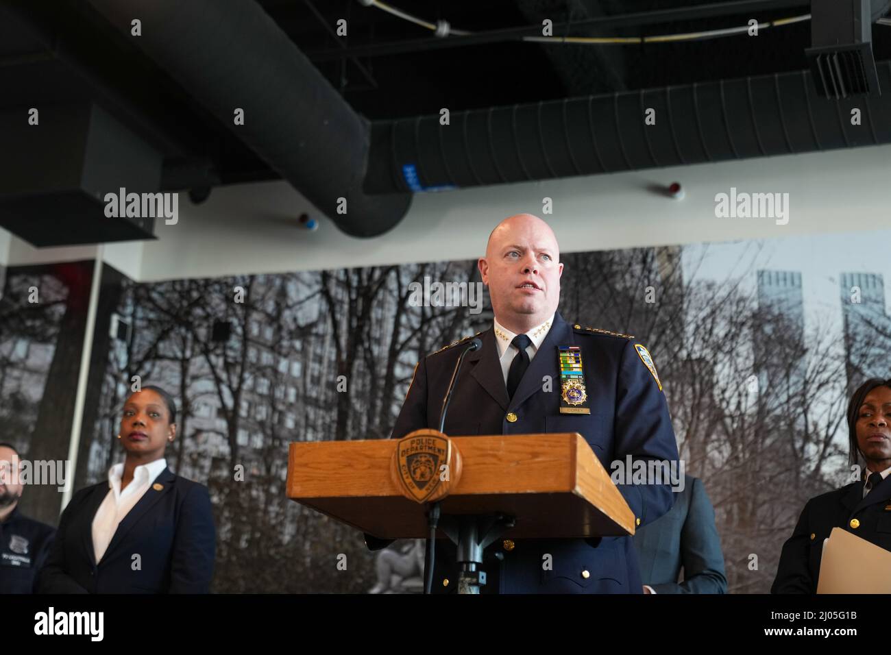 Chief of Department, Kenneth Corey briefs the media regarding the ...