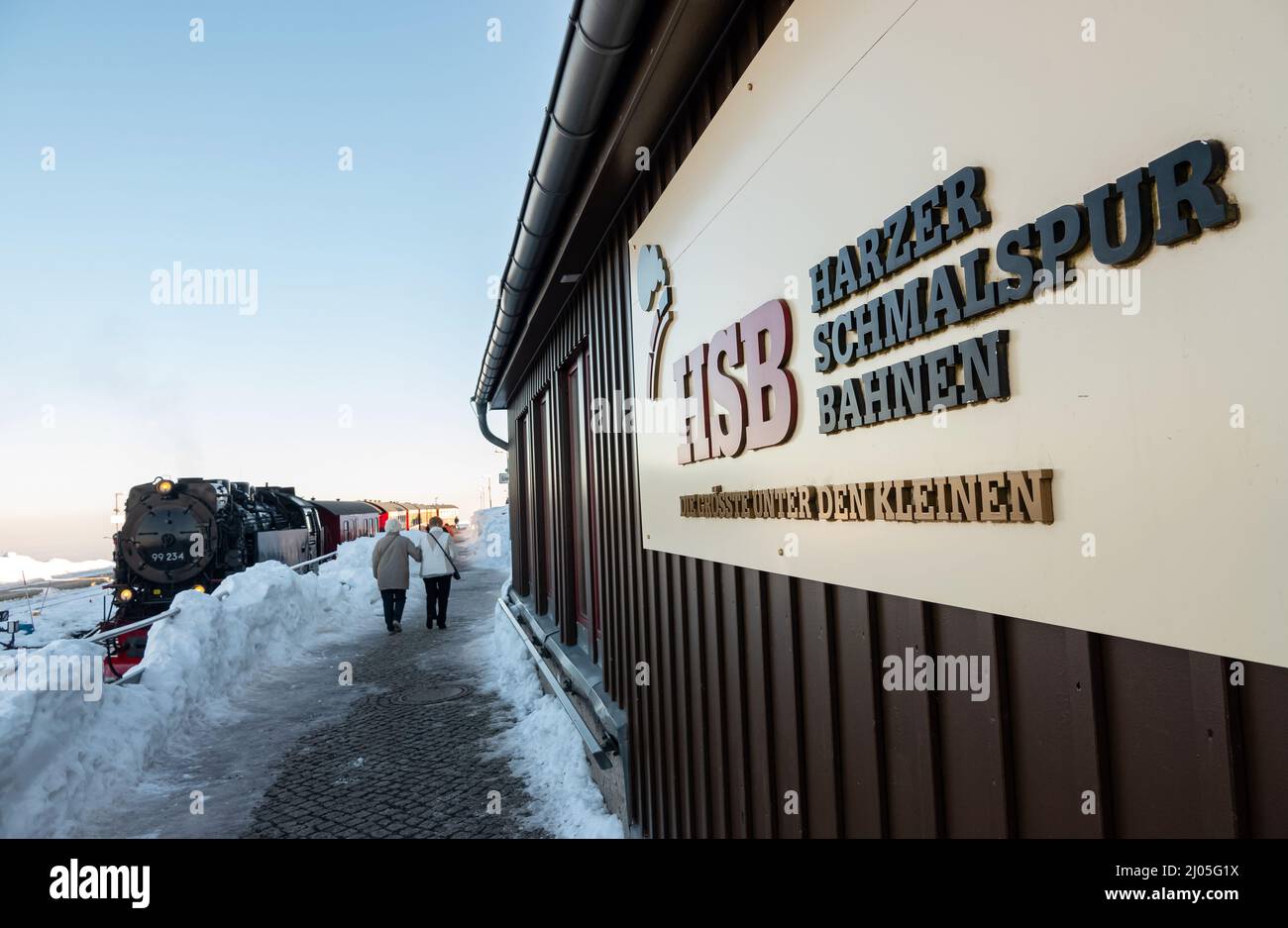 09 March 2022, Saxony-Anhalt, Schierke: A sign with the logo of the ...