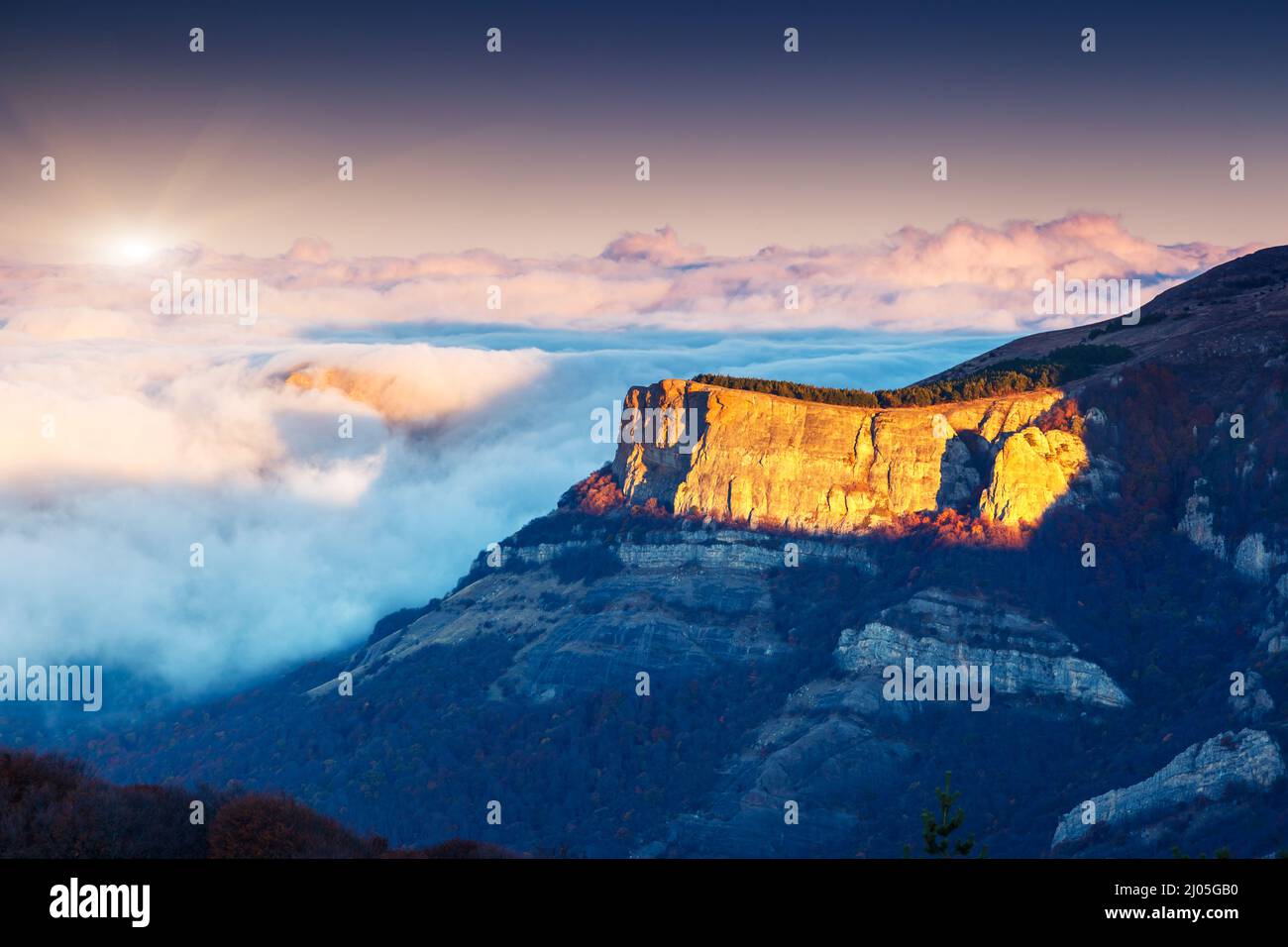 Majestic morning mountain landscape. Crimea, Ukraine, Europe. Beauty ...