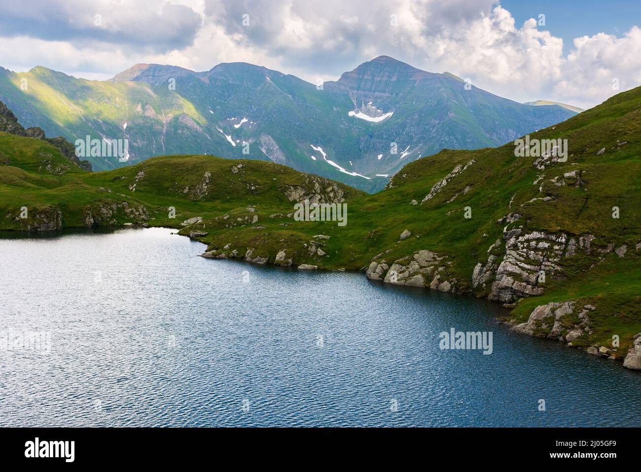 mountain landscape with lake in summer. beautiful travel destination of ...