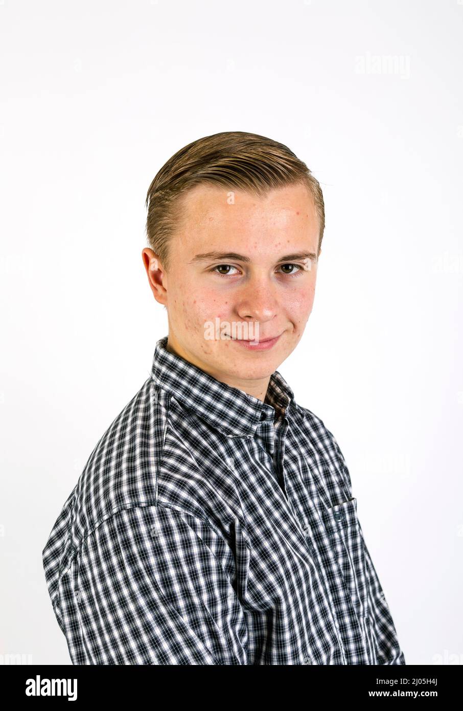 portrait of smart friendly looking teenage boy Stock Photo - Alamy