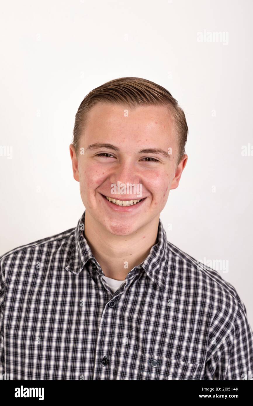 portrait of smart friendly looking teenage boy Stock Photo - Alamy