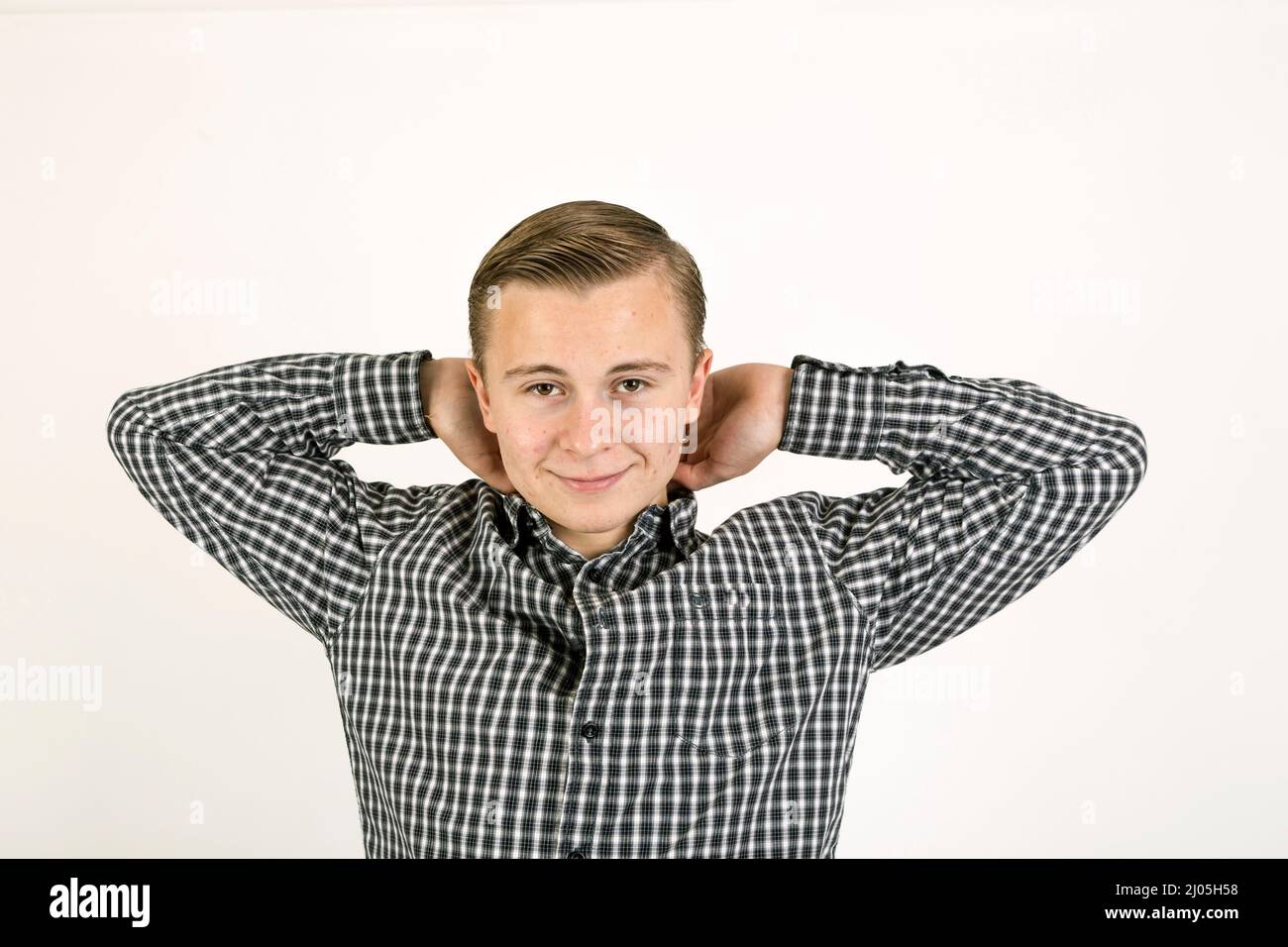 portrait of smart friendly looking teenage boy Stock Photo - Alamy