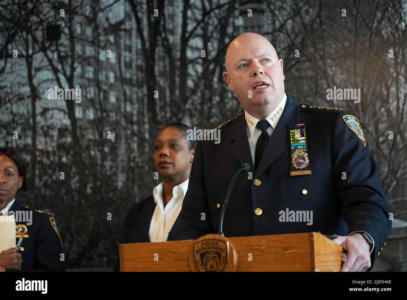 Chief of Department, Kenneth Corey briefs the media regarding the ...