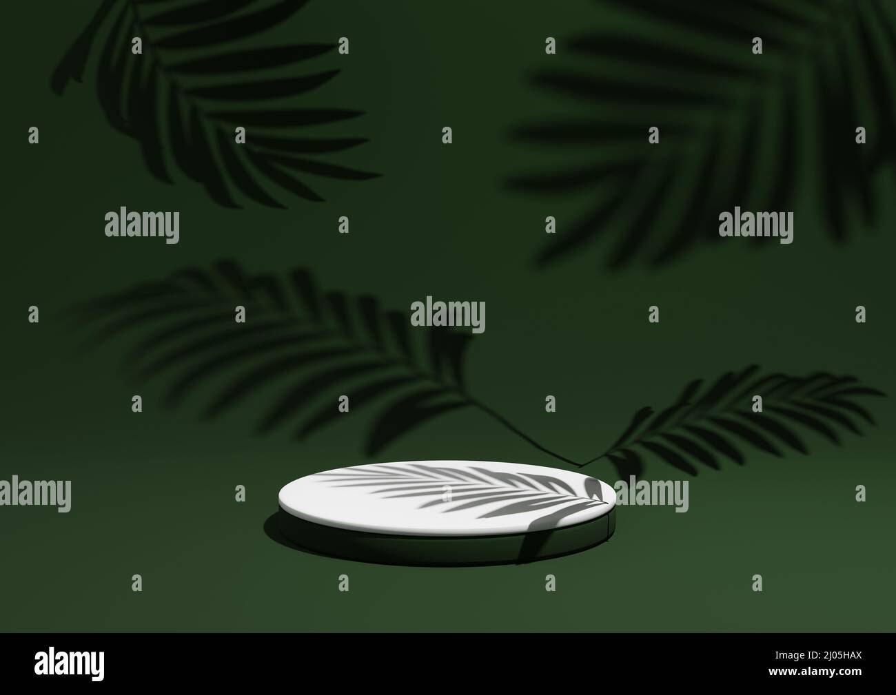 Dark, warm green, 3D render of a simple, minimal product display composition backdrop with ont ...