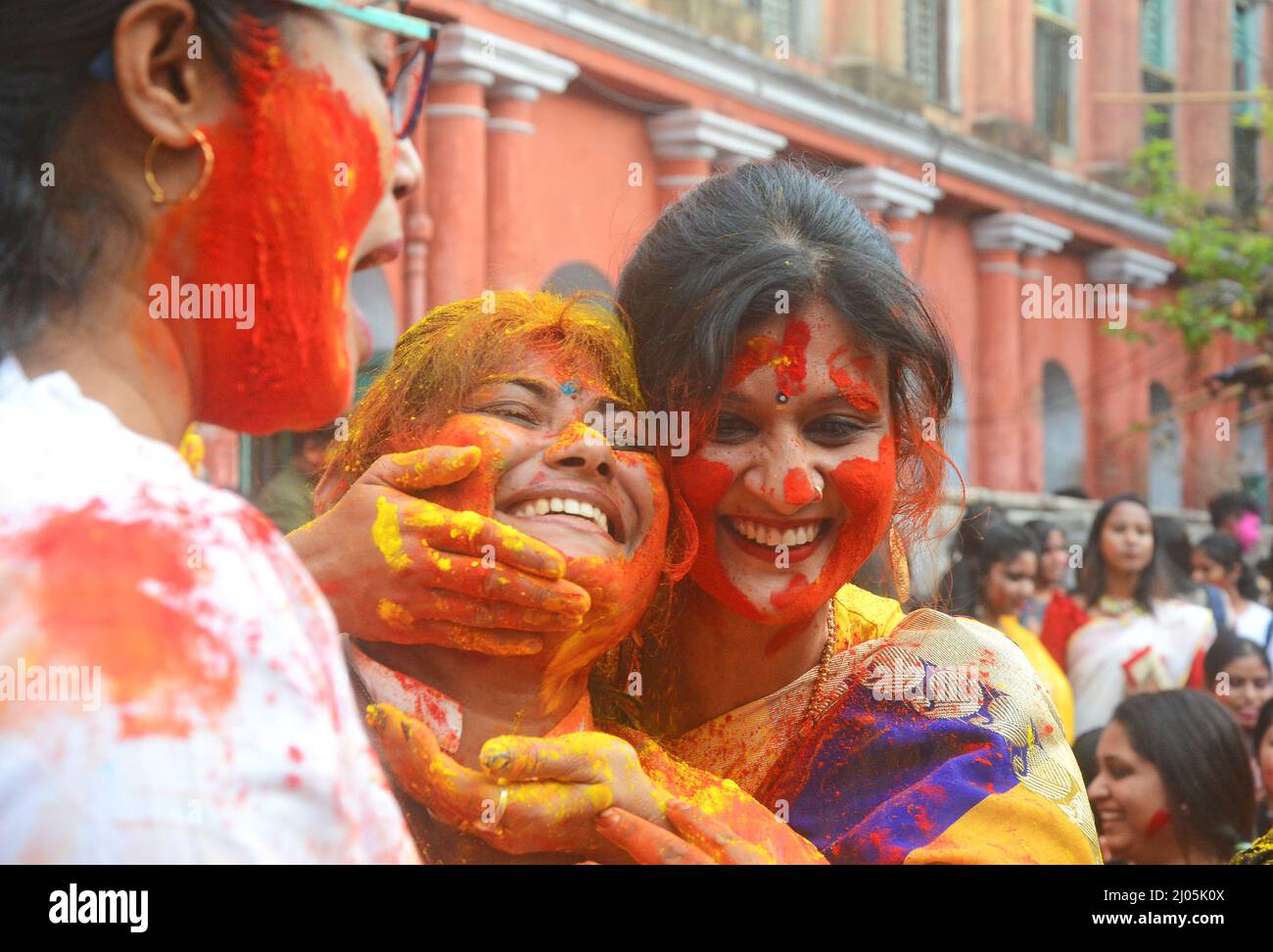 (3/12/2022) Bengali women were celebrating ahead of Holi festival with ...