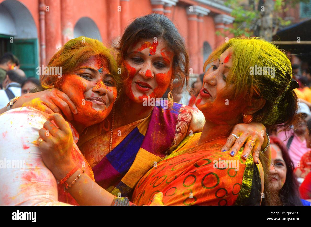 (3/12/2022) Bengali women were celebrating ahead of Holi festival with ...