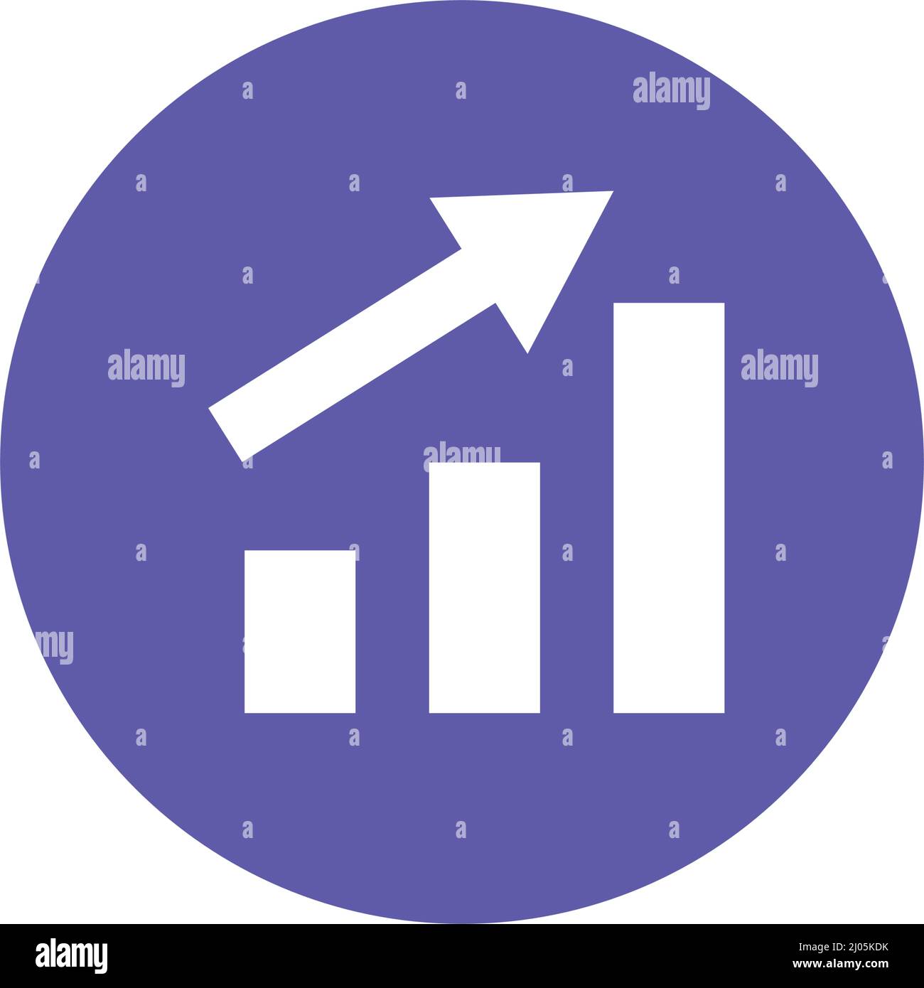 Bar graph icon within a purple circle. Business and investment ...