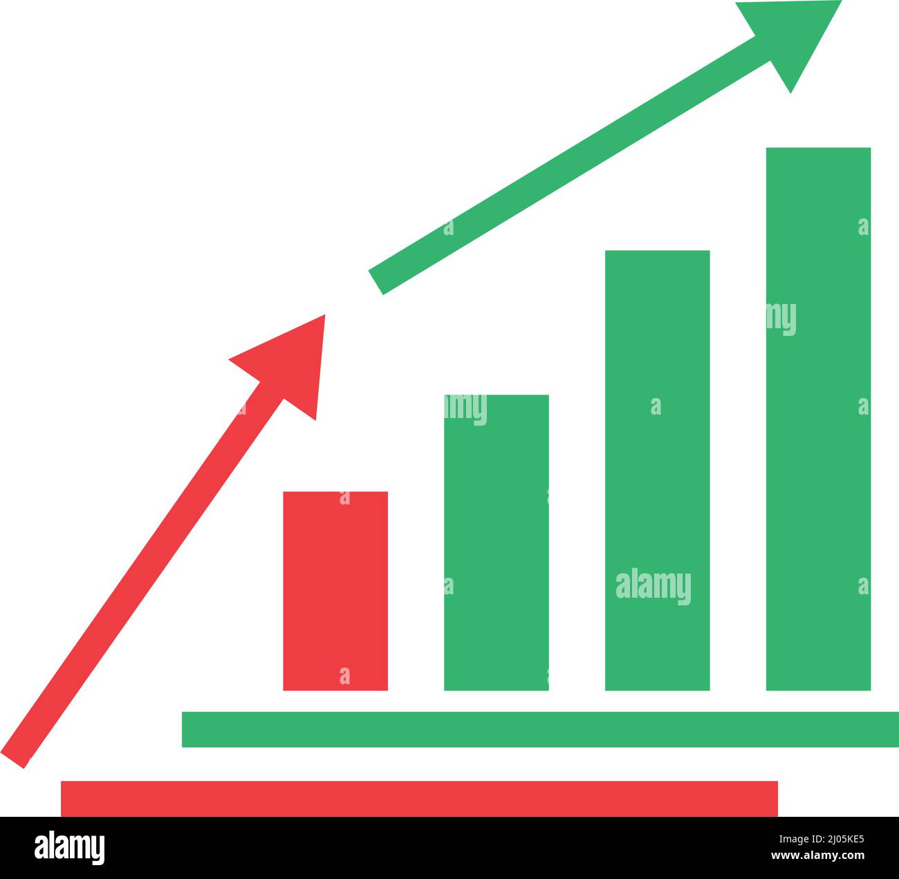 Stepwise ascending arrows and bar graph icon. Editable vector Stock ...