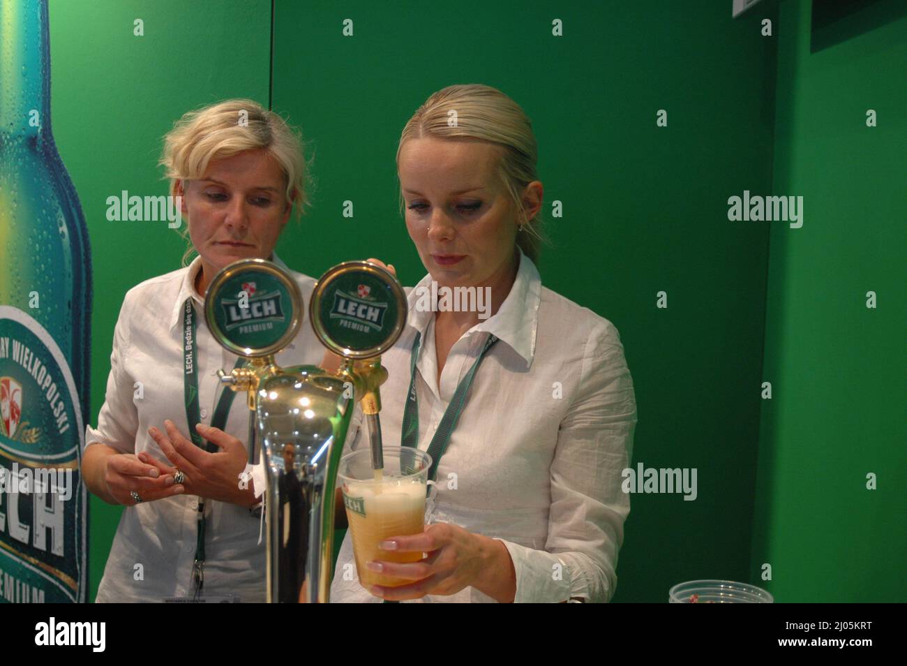 Polish lech beer at Tour Salon 2005 Poznan Poland .(Photo by Francis ...