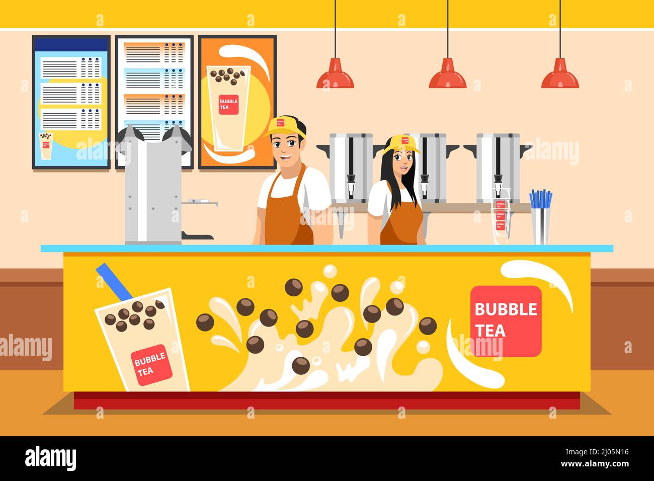 A vector illustration of Bubble Tea Boba Store Small Business Stock ...