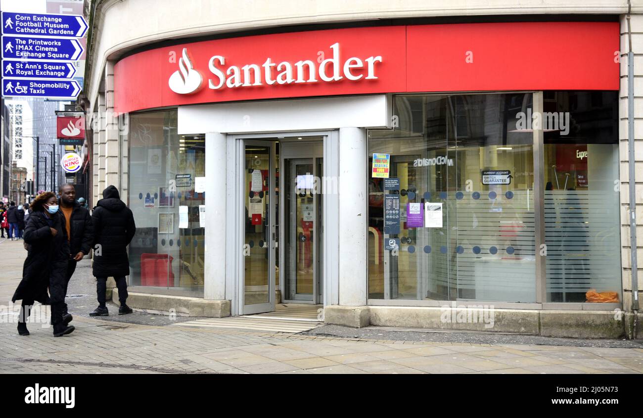 Exterior of Santander Bank, Manchester, England, UK Stock Photo - Alamy