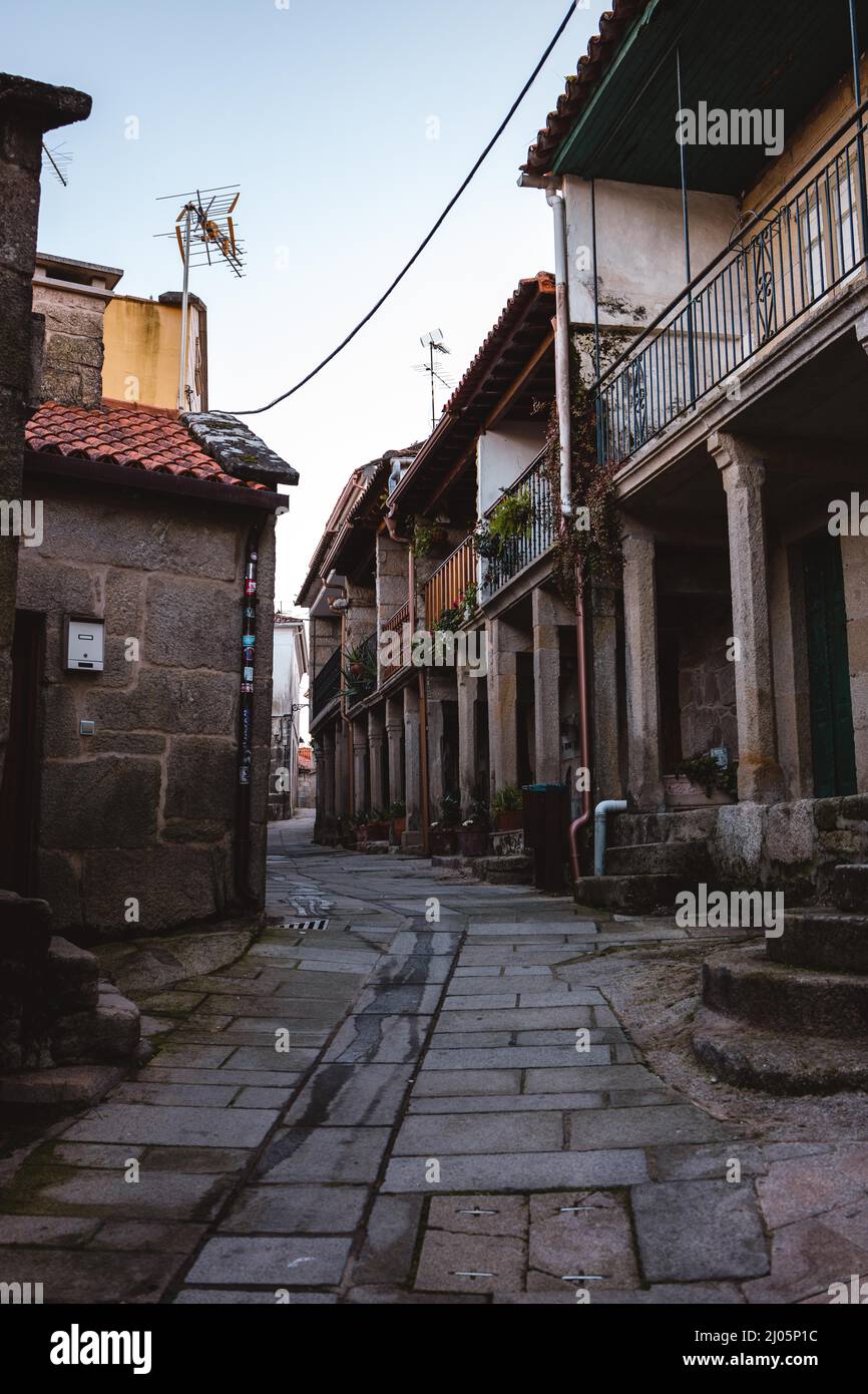 Vertical shot of an old town with historic buildings in Galicia, Spain ...