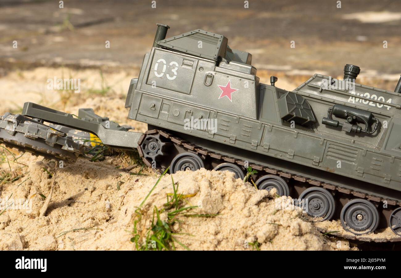Soviet Russian army road clearing armored vehicle Stock Photo - Alamy
