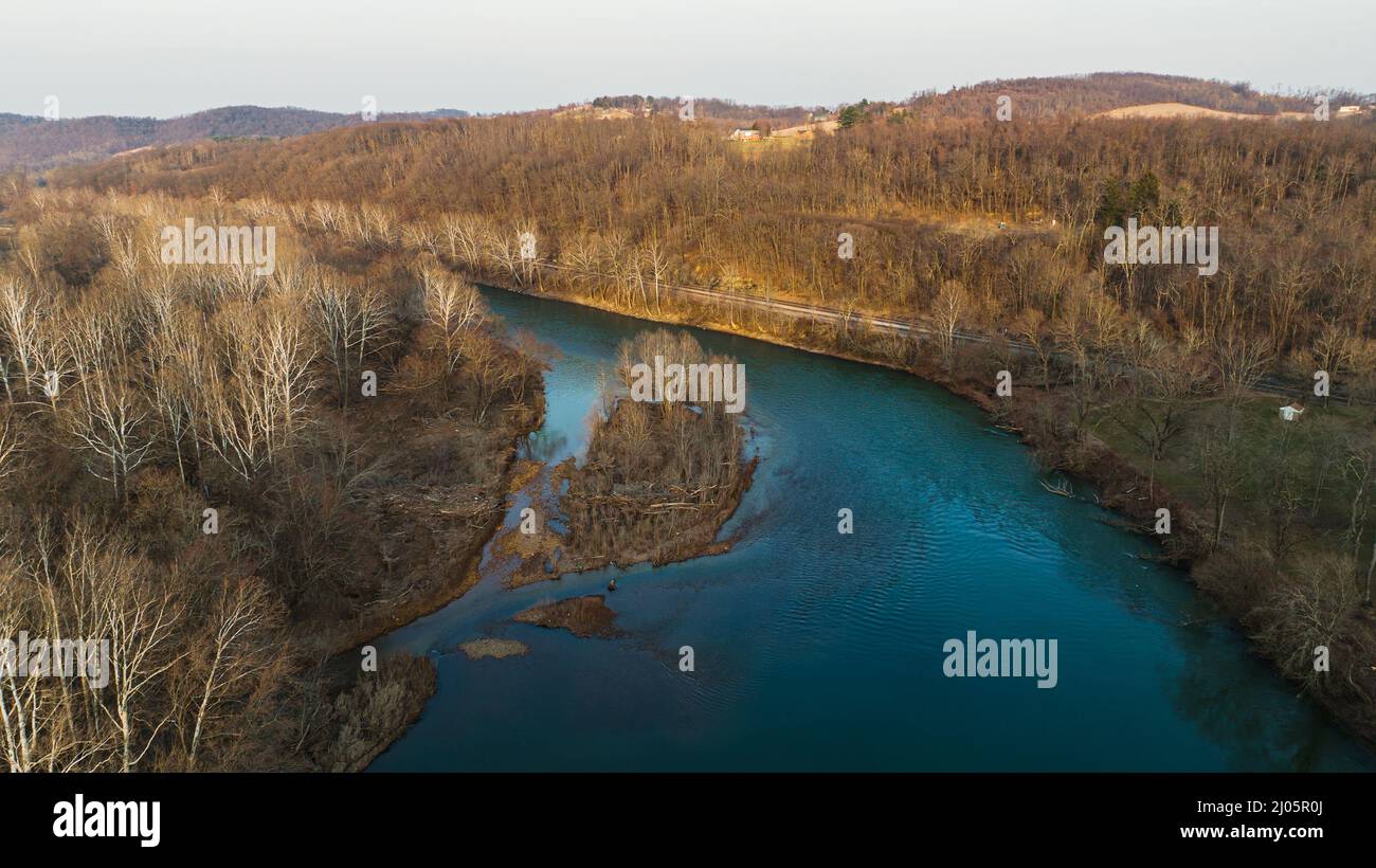 Aerial view of the Youghiogheny River in Pennsylvania Stock Photo - Alamy