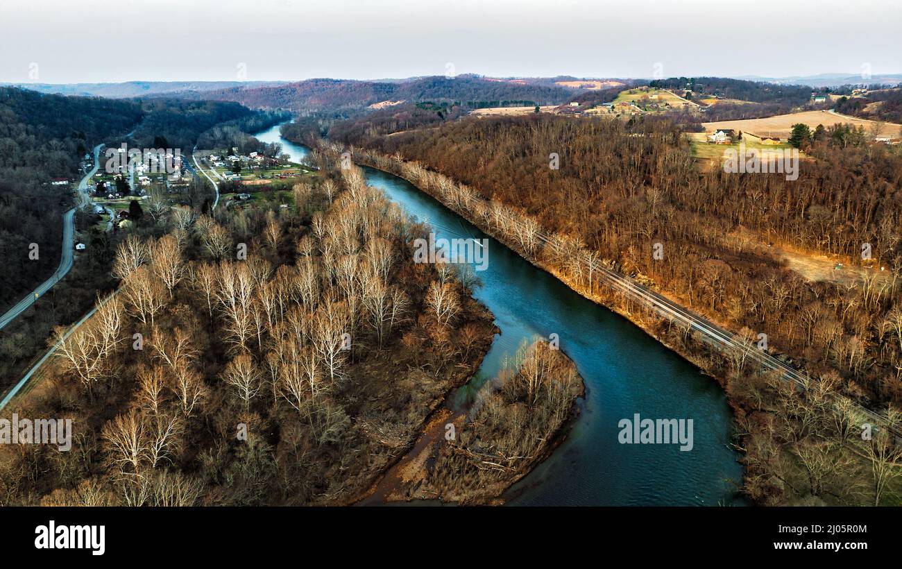 Aerial view of the Youghiogheny River in Pennsylvania Stock Photo - Alamy