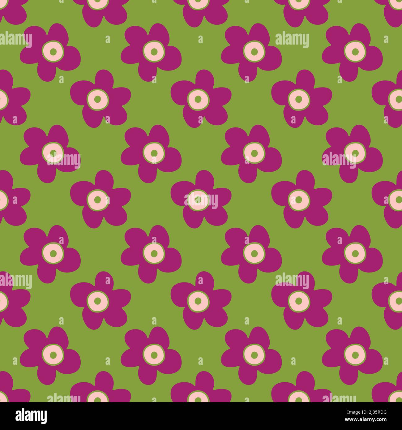 Purple flowers on green background. Seamless, repeated pattern Stock ...